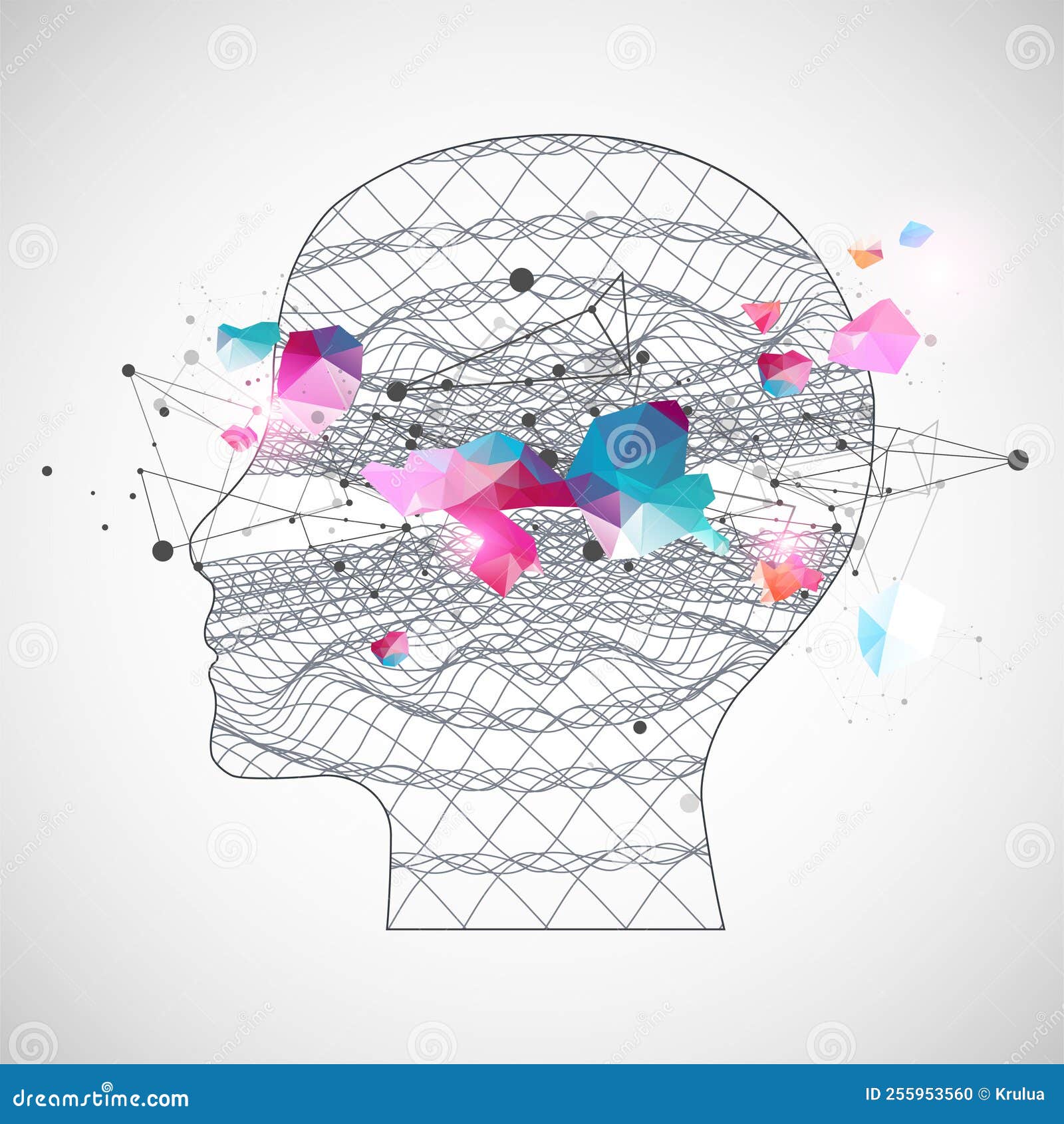 Outline of a Human Head with an Abstract Wave. Plexus Effect Stock ...