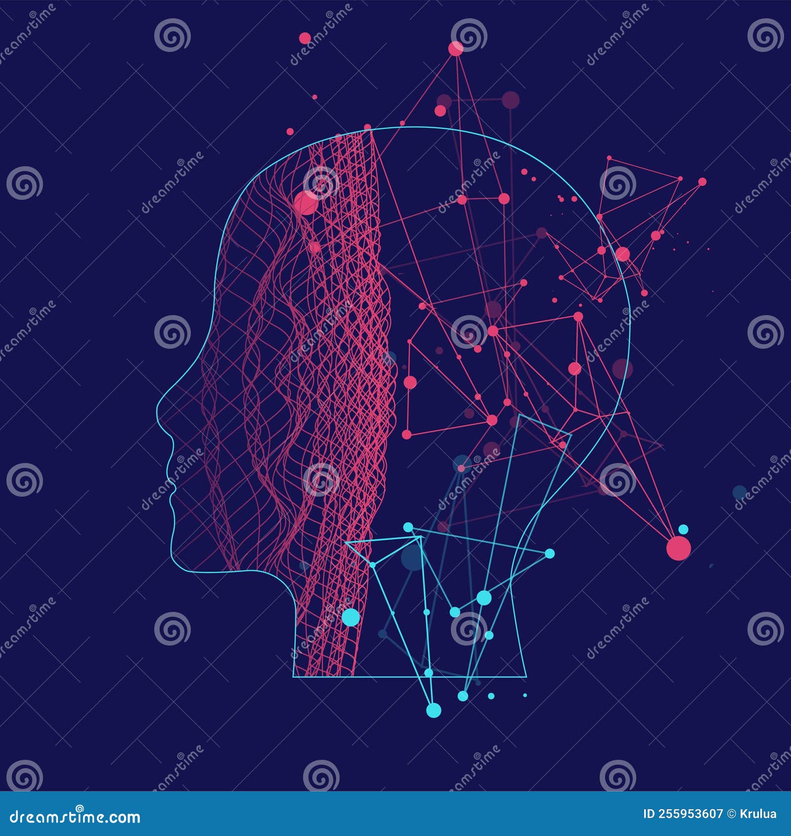 Outline of a Human Head with an Abstract Wave. Plexus Effect Stock ...
