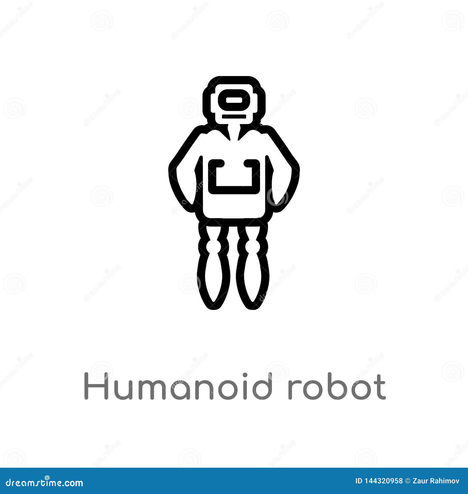 Outline Humanoid Robot Vector Icon. Isolated Black Simple Line Element ...