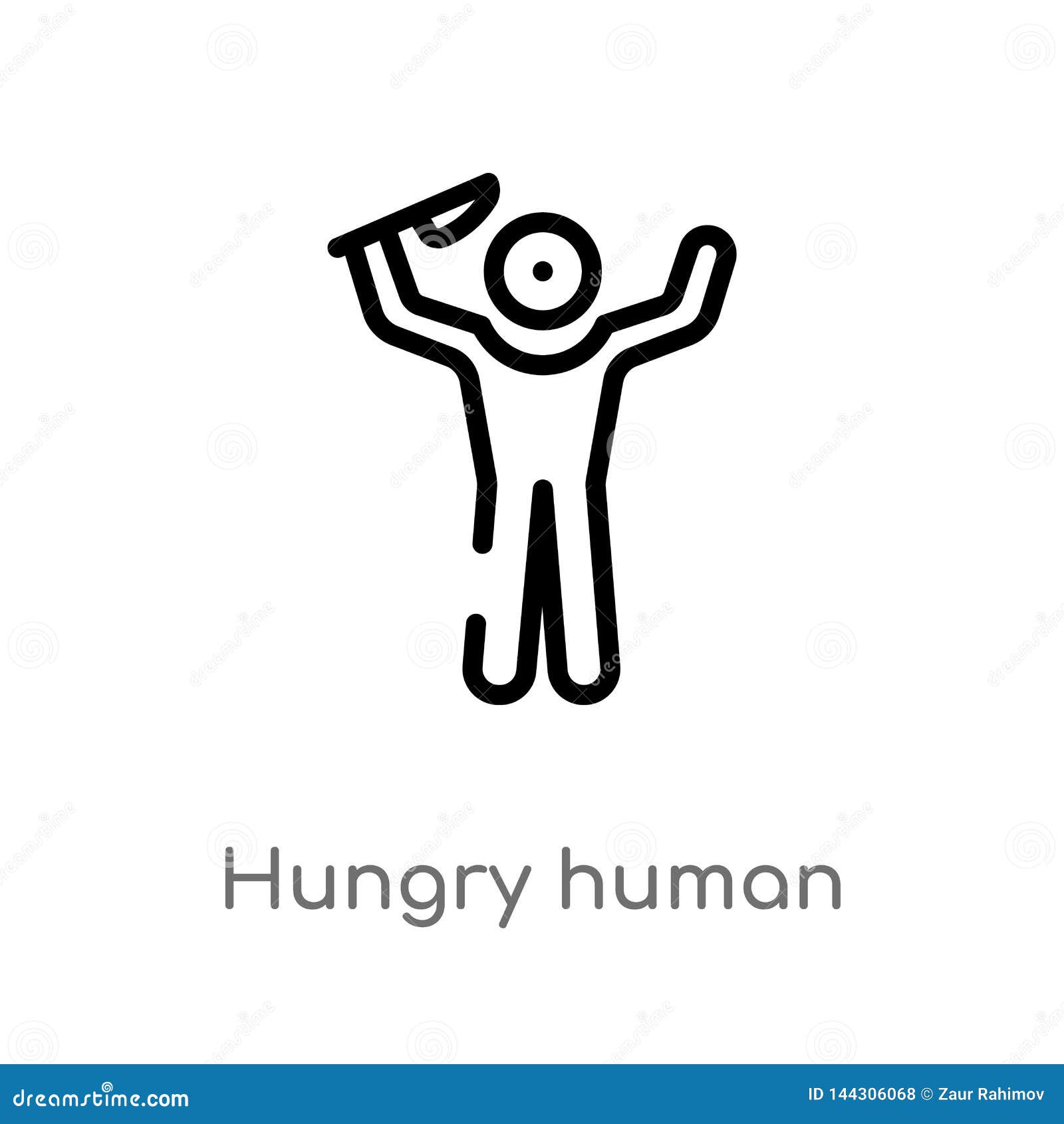 Outline Hungry Human Vector Icon. Isolated Black Simple Line Element ...