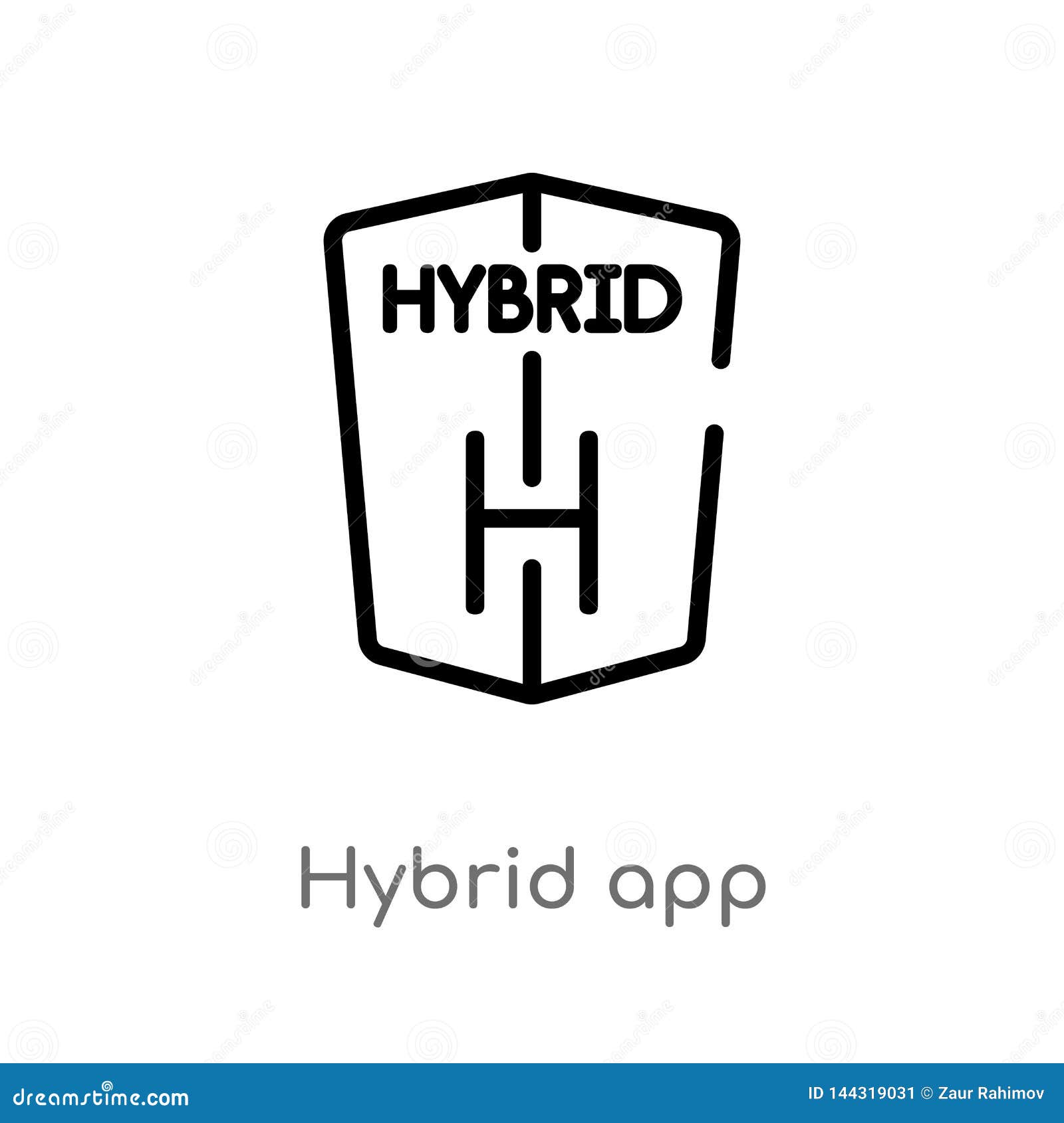 Outline Hybrid App Vector Icon. Isolated Black Simple Line Element ... Outline Hybrid App Vector Icon. Isolated Black Simple Line Element ...