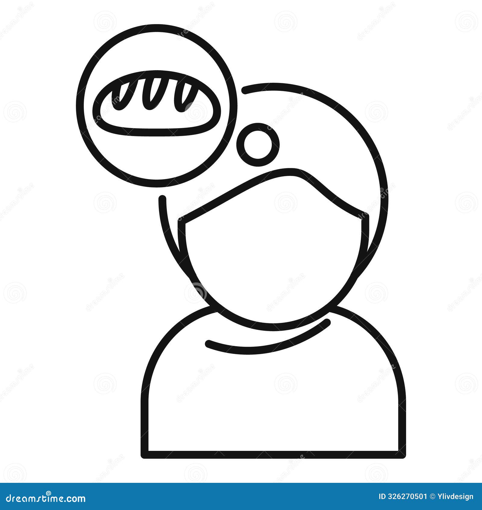 Outline Icon of a Baker Thinking about a Loaf of Bread Stock Image ...