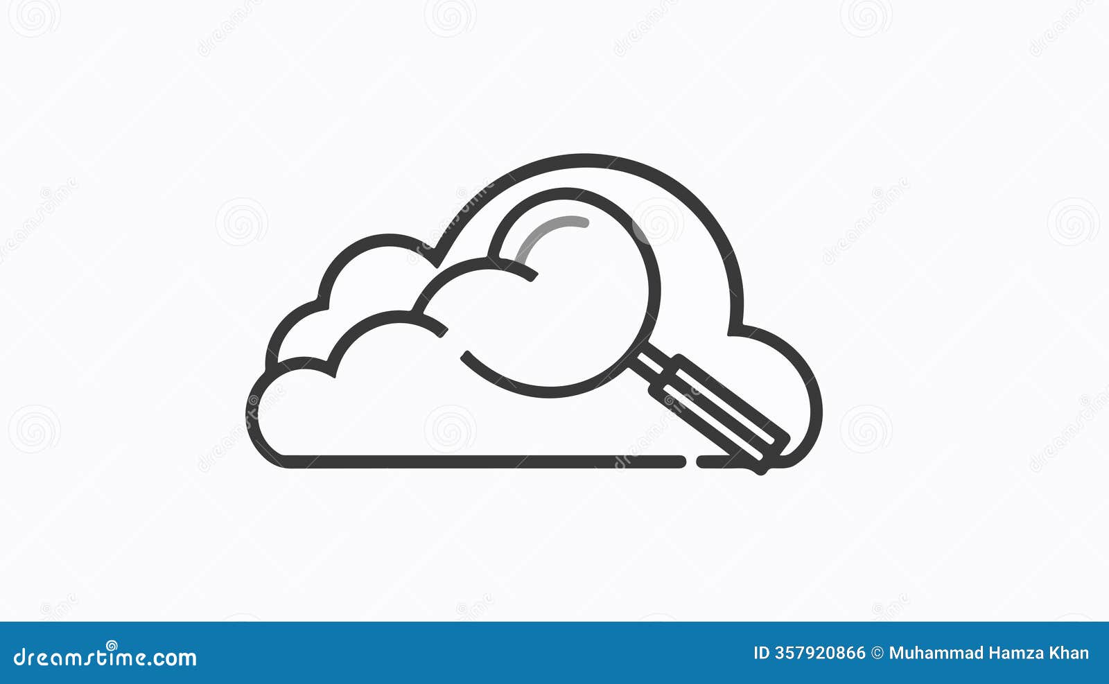 Cloud Magnifying Glass Outline Icon Vector Illustration for Discovering Information in Cloud ...
