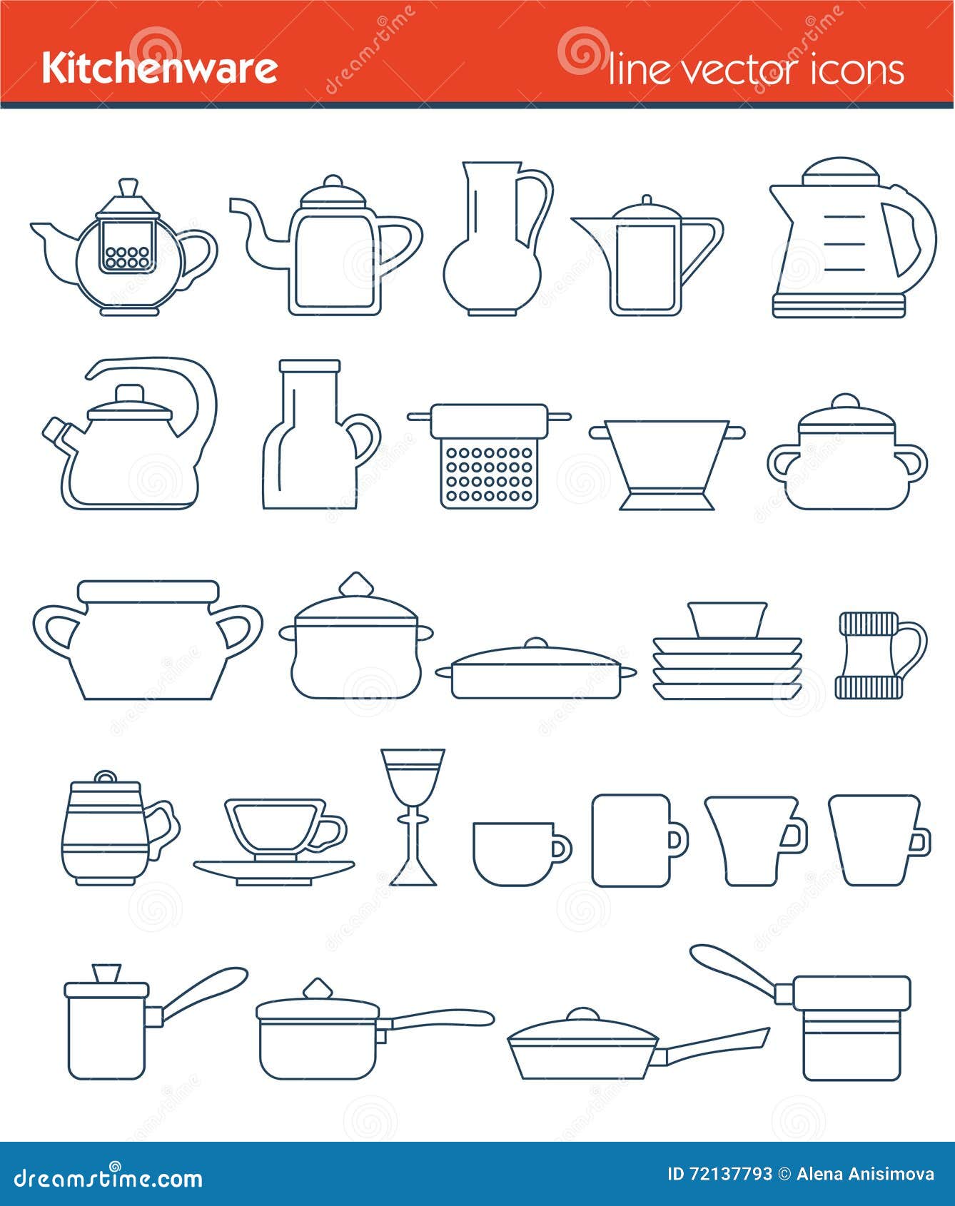 Outline Icon Collection - Cooking, Kitchen Tools, Kitchenware Stock ...