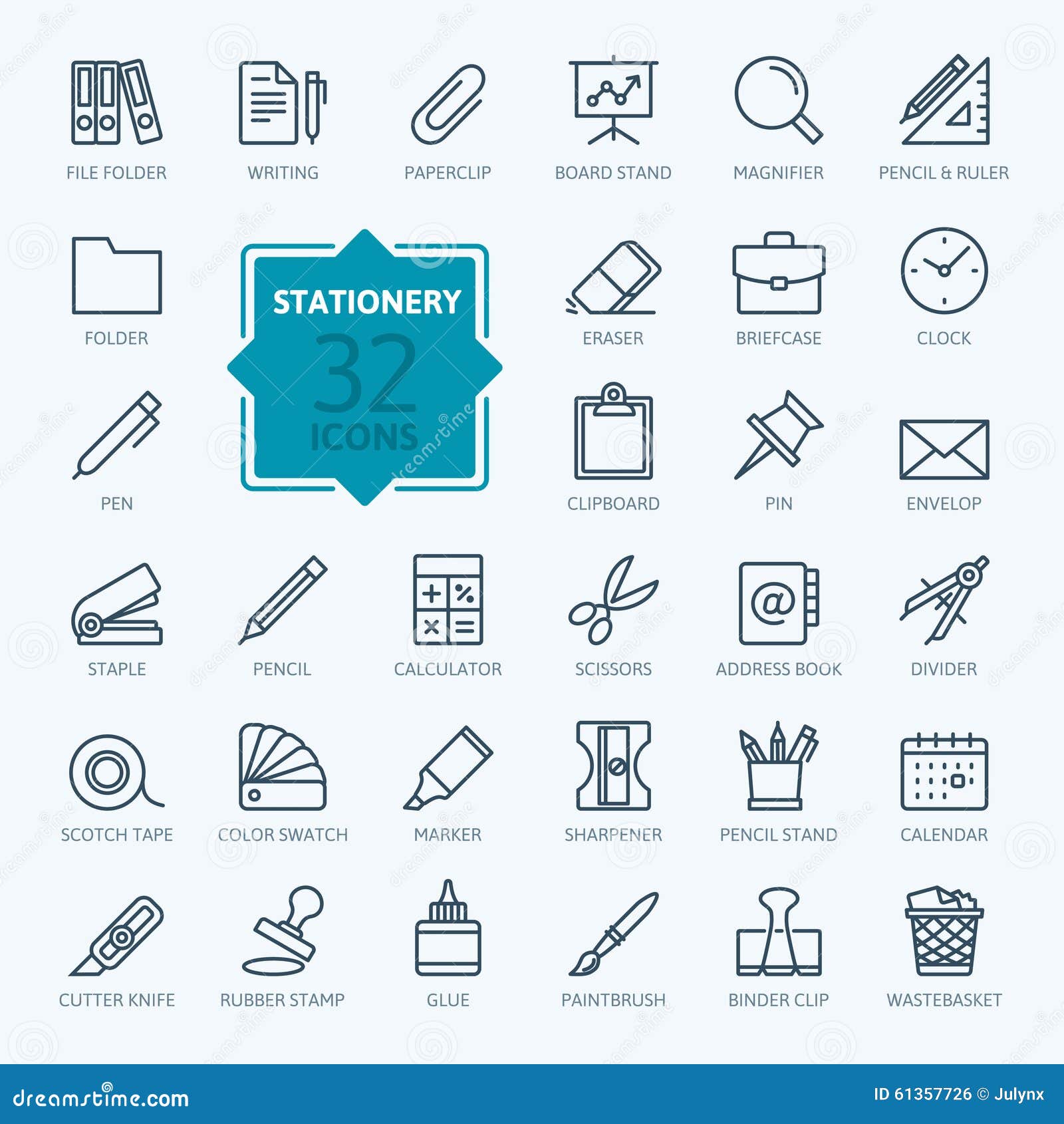 Outline Icon Collection - Office Stationery Stock Vector - Illustration ...