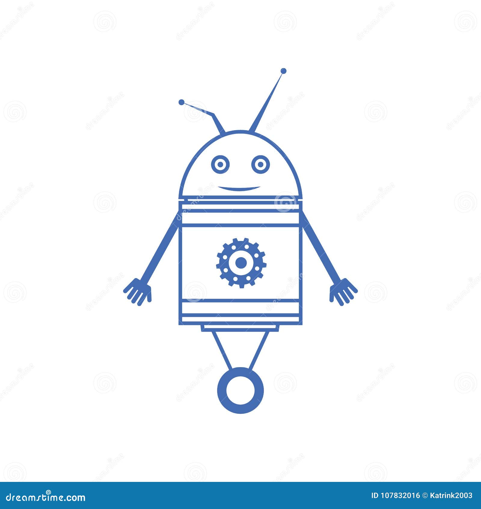 Outline Icon is a Friendly Robot on White Background Stock Vector ...