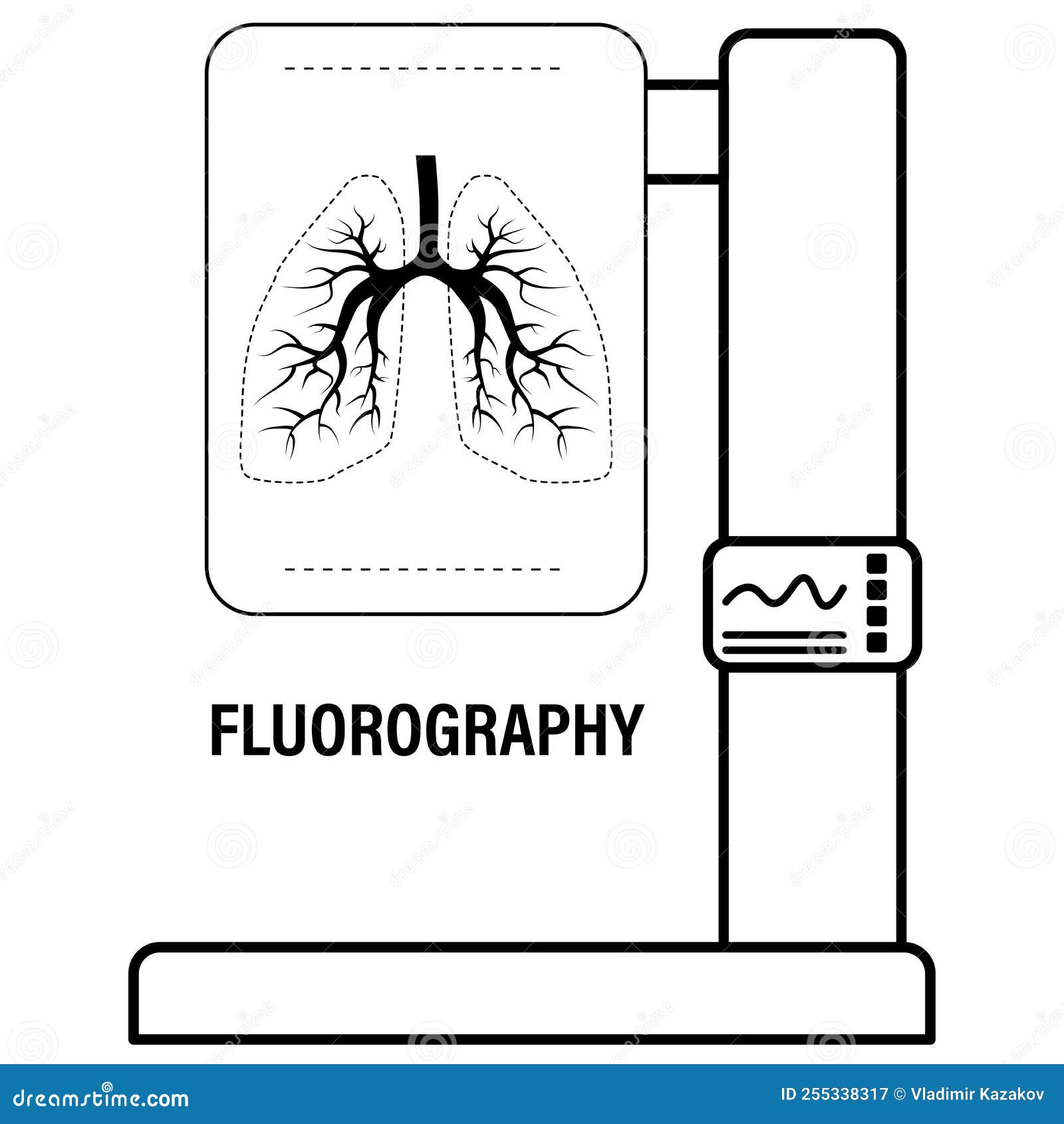 Fluorography Lungs Checkup Procedure Set, Flat Vector Illustration ...