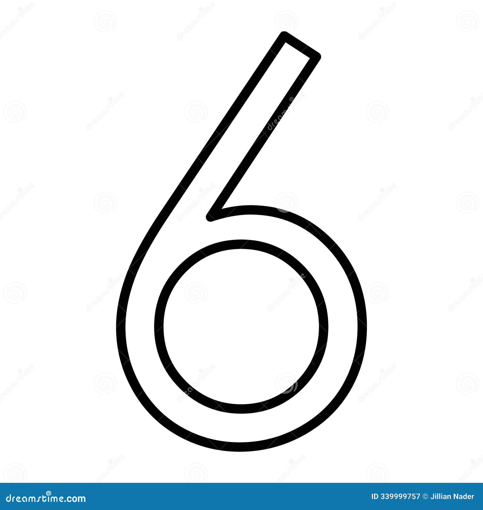 Outline Icon of the Number Six, Representing Counting or Sequence Stock ...