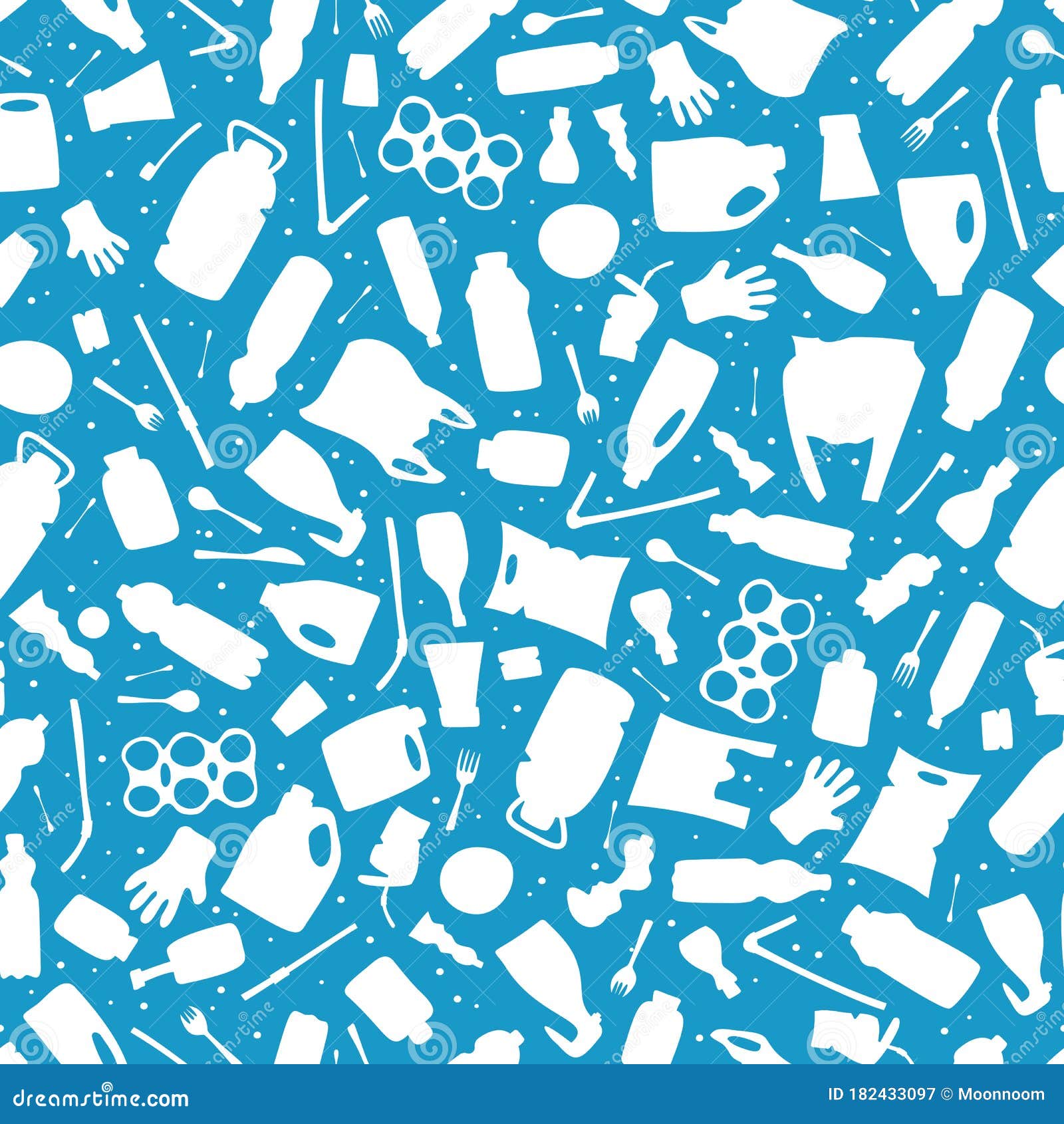 Outline Icon Plastic Garbage Seamless Pattern Stock Vector ...