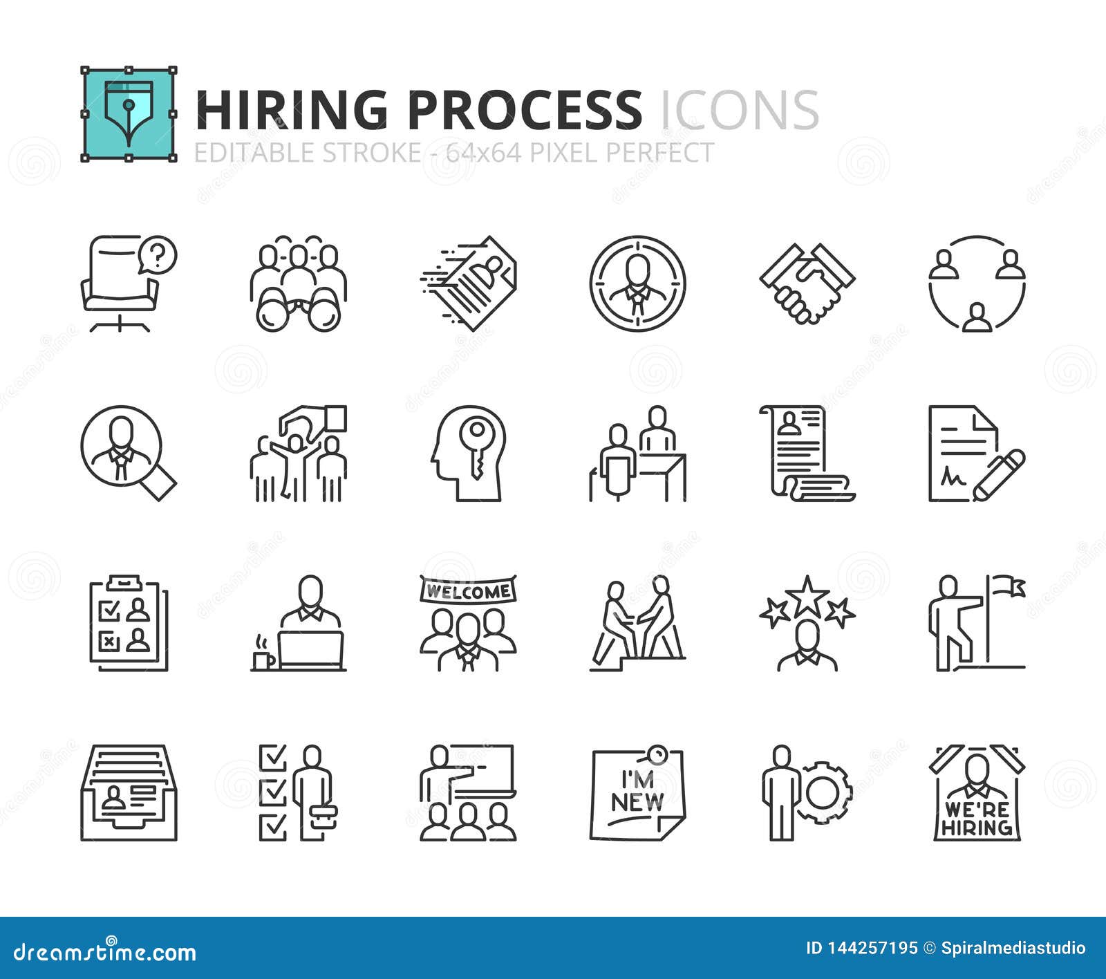 Hiring Process Icon Set With Benefits, Background Check, Introductions ...