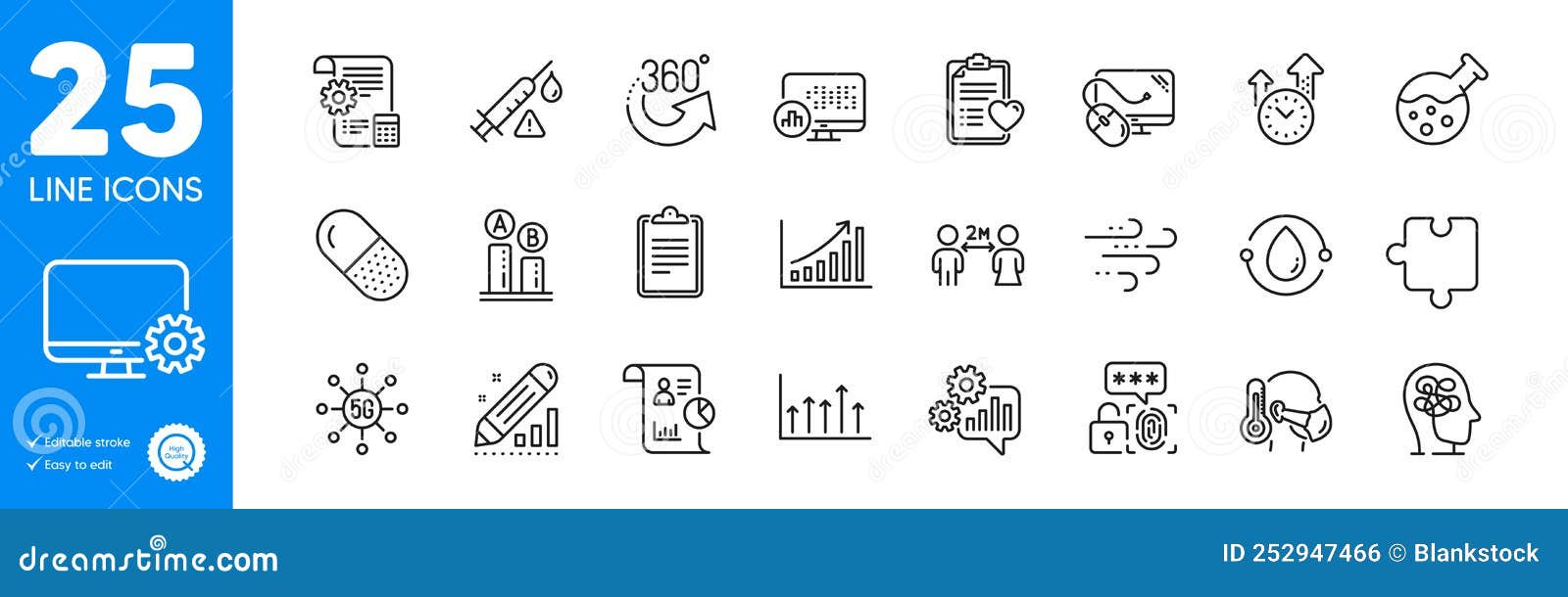 Outline Icons Set. Computer Mouse, Growth Chart and Ab Testing Icons ...