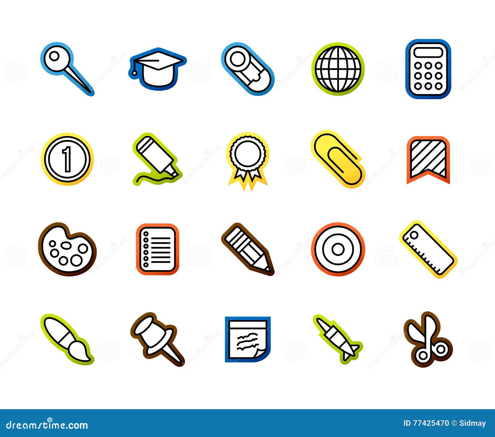 Outline Icons Thin Flat Design, Modern Line Stroke Style Stock Vector ...