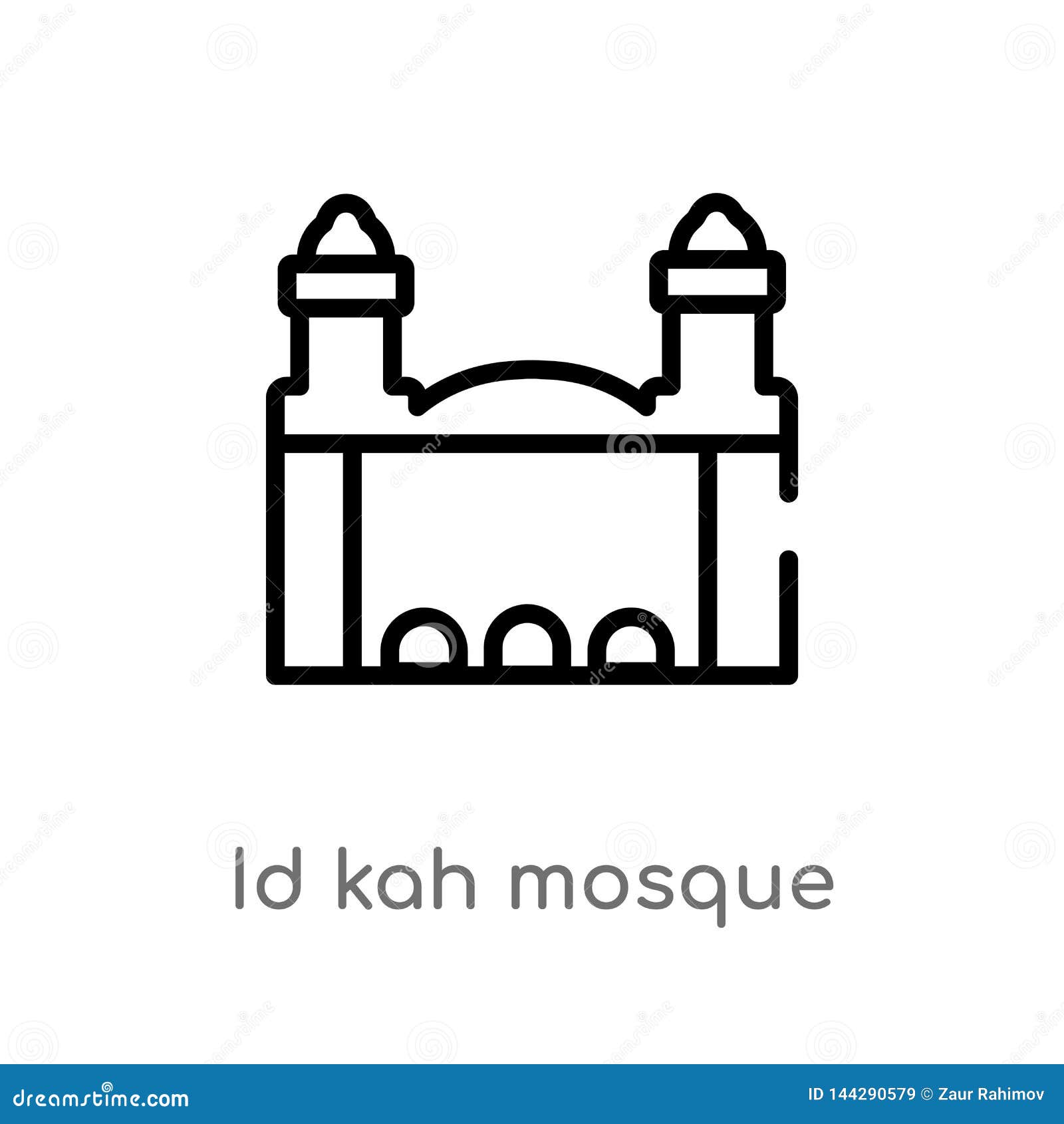 Outline Id Kah Mosque Vector Icon. Isolated Black Simple Line Element ...