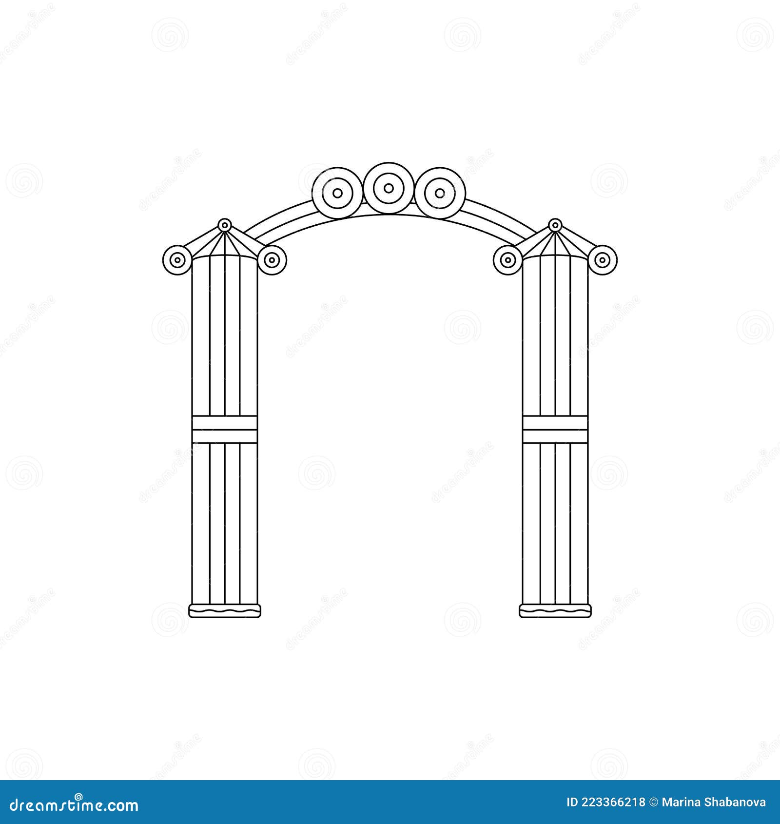 Outline Illustration of Antique, Ancient Columns or Arches Stock Vector ...