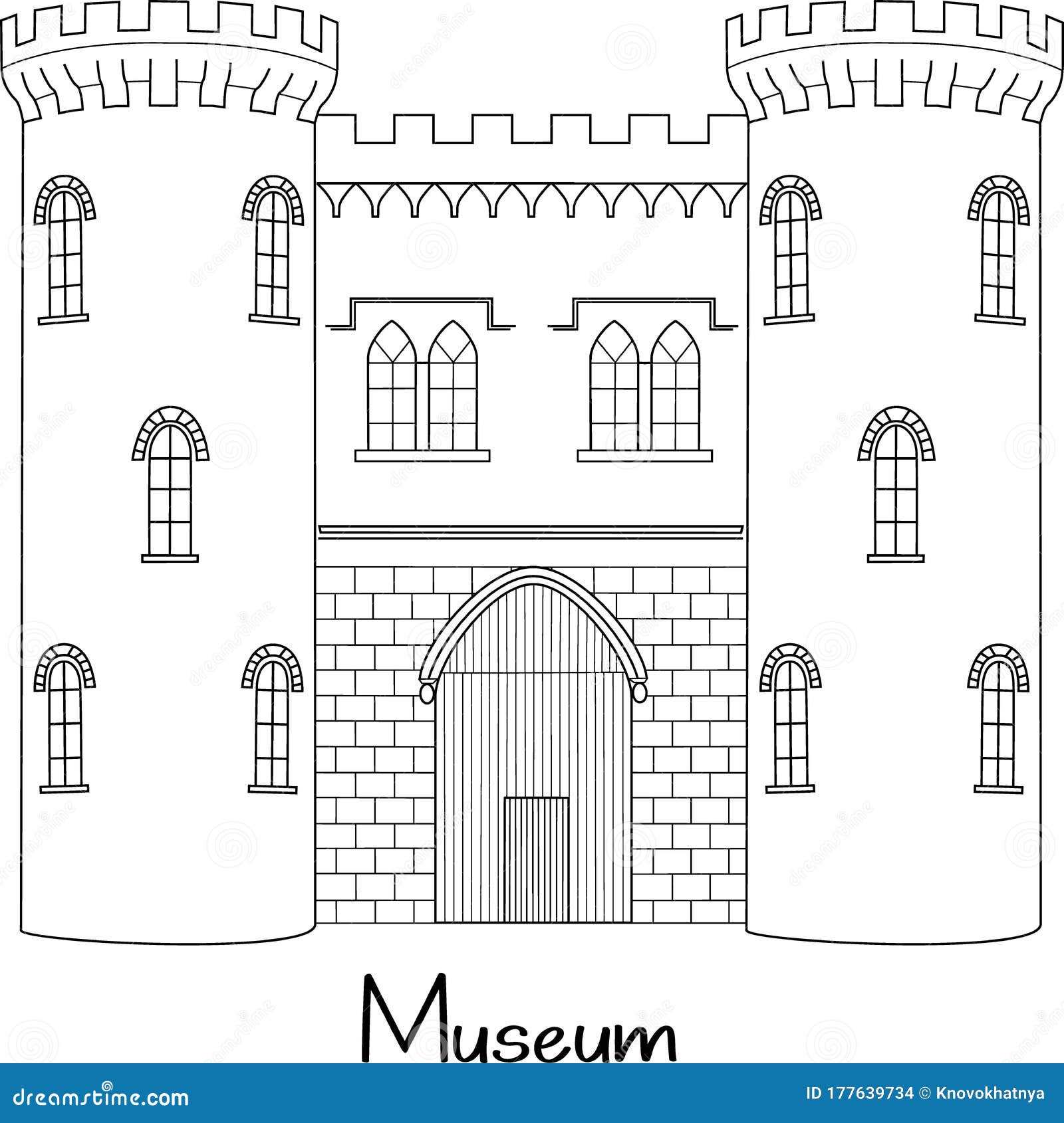 Outline Illustration of the Castle Facade Stock Illustration ...
