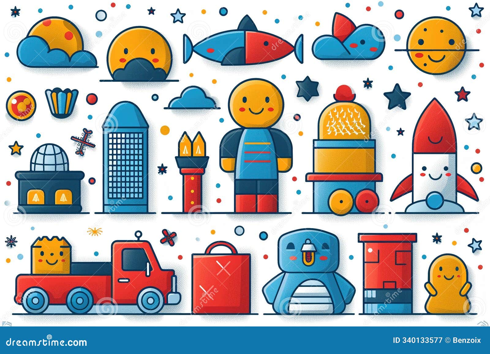 An Outline Illustration of Different Types of Trees. Stock Image ...