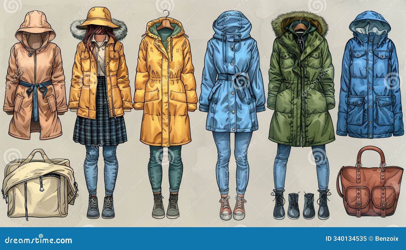 An Outline Illustration of Different Types of Trees. Stock Image ...