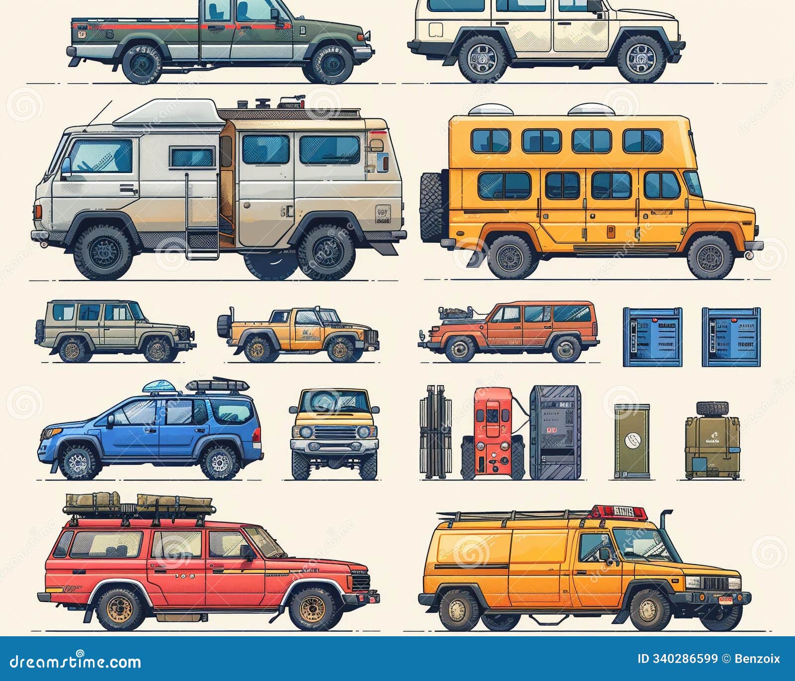 An Outline Illustration of Different Types of Trees. Stock Image ...