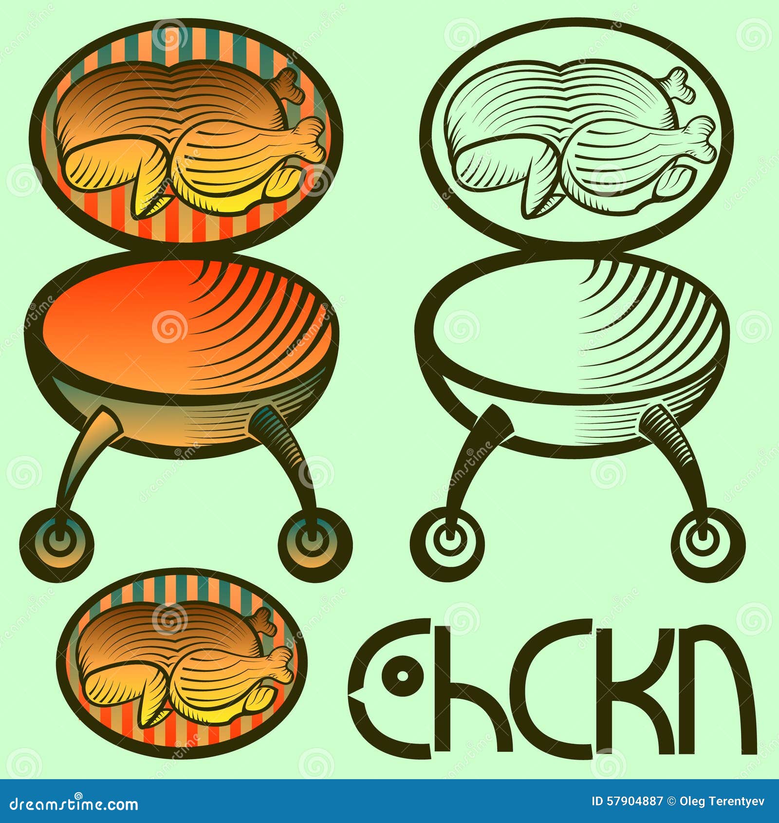 Outline Illustration of Grilled Chicken. Stock Illustration ...