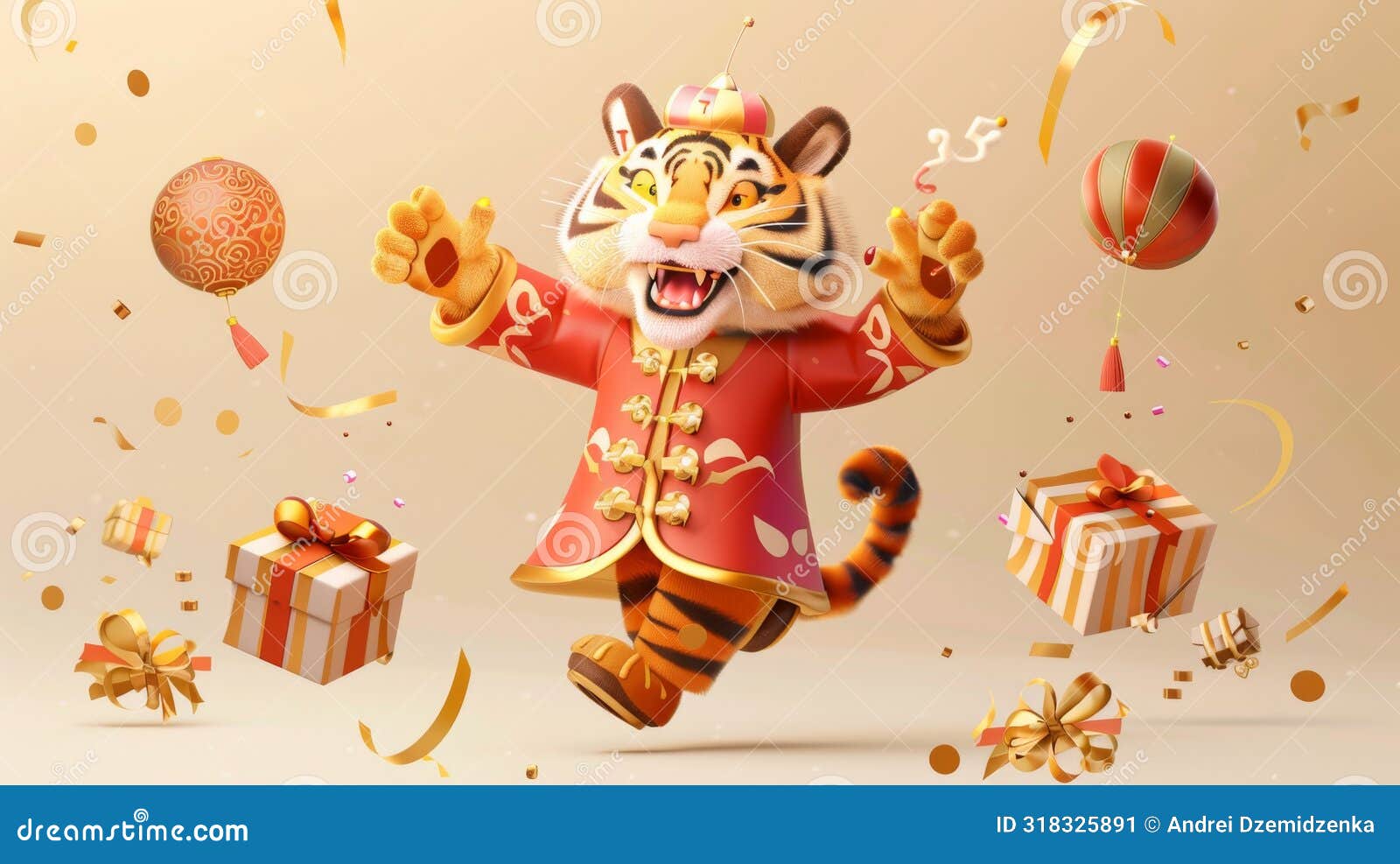 An Outline Illustration of a Tiger Running Barefoot with Both Hands ...