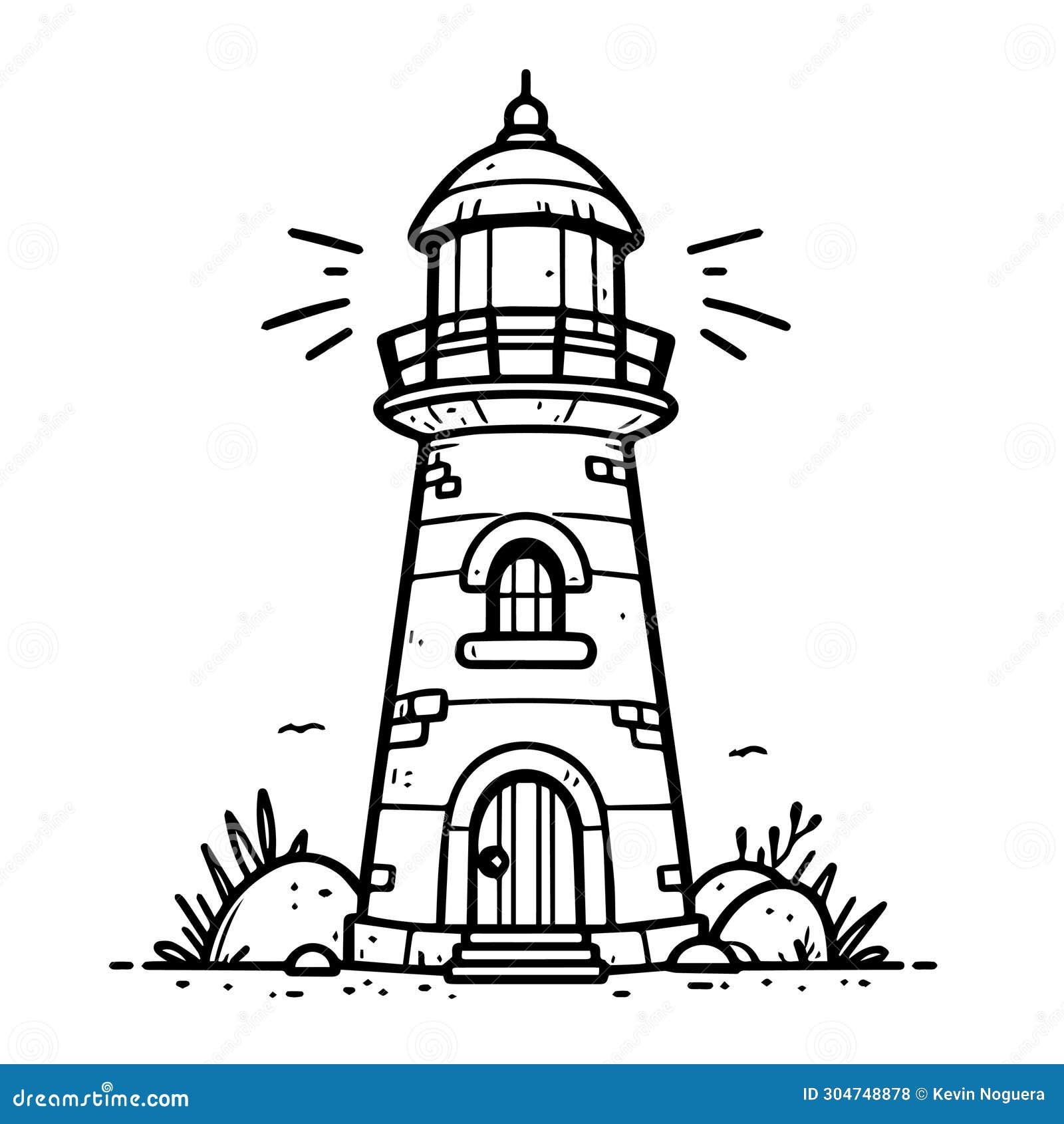 Outline Illustration of a Vectorized Hand Drawn Lighthouse Stock Vector ...