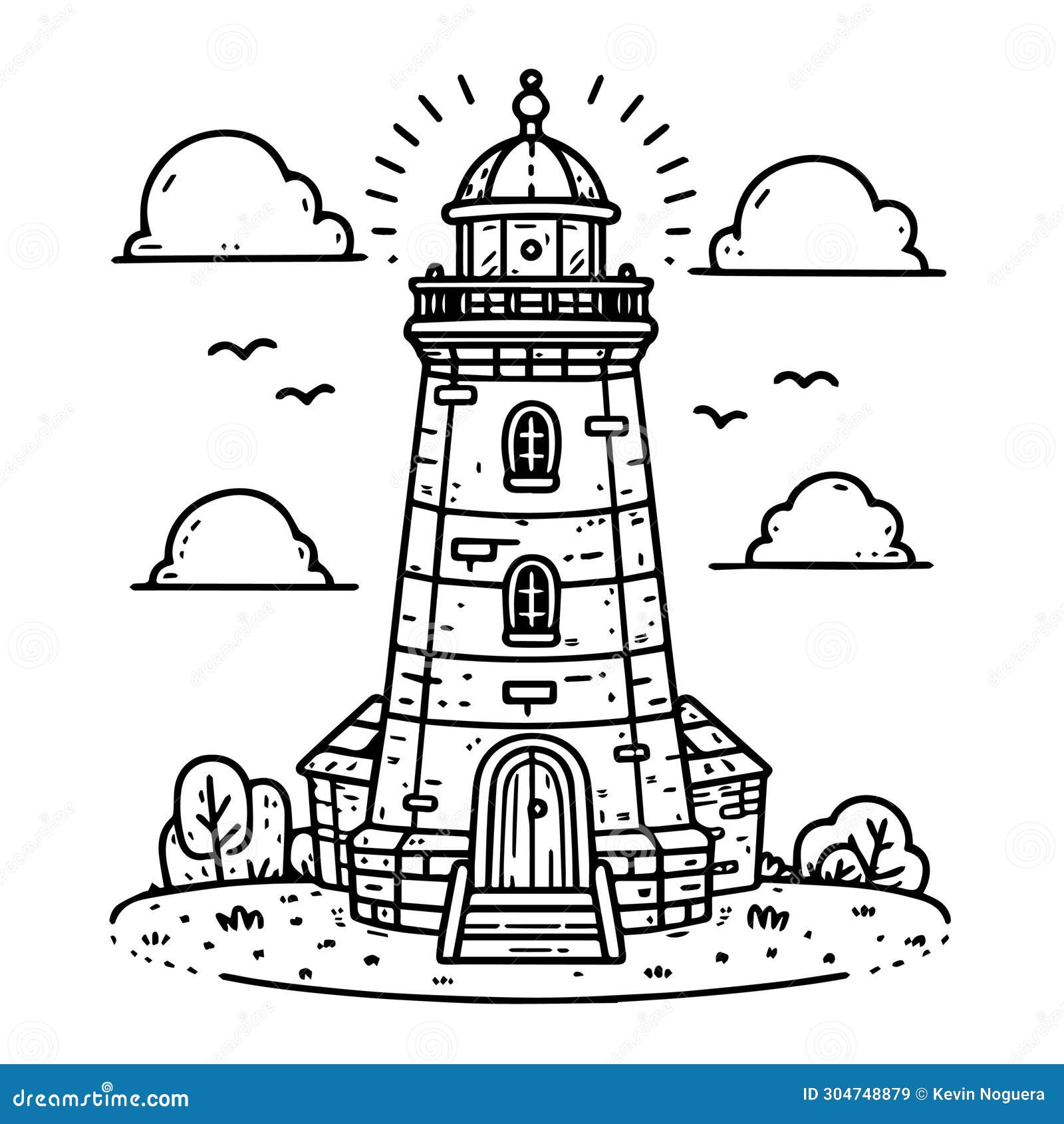 Outline Illustration of a Vectorized Hand Drawn Lighthouse Stock ...