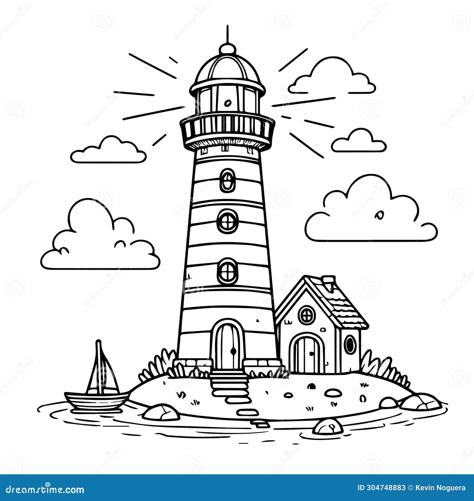 Outline Illustration of a Vectorized Hand Drawn Lighthouse Stock ...