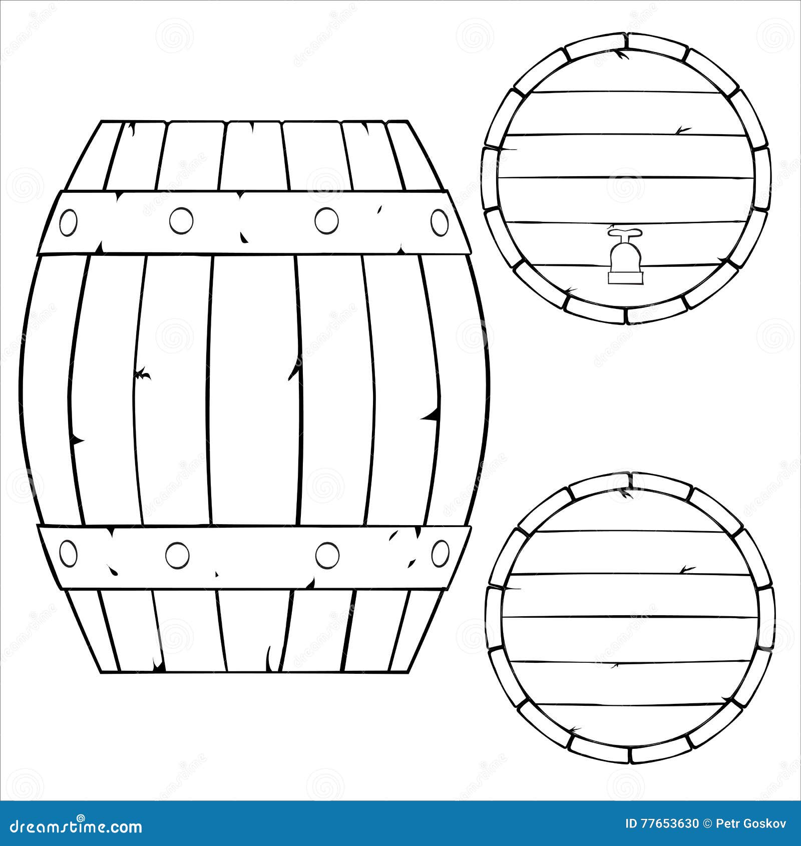 Outline Illustration of Wooden Barrel Stock Vector - Illustration of ...
