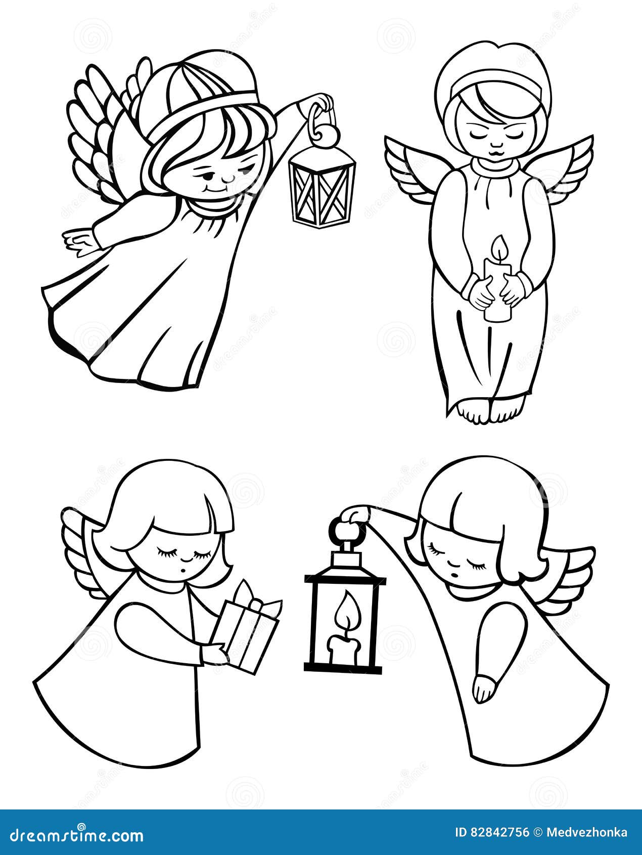 Outline image of angels. stock illustration. Illustration of card ...