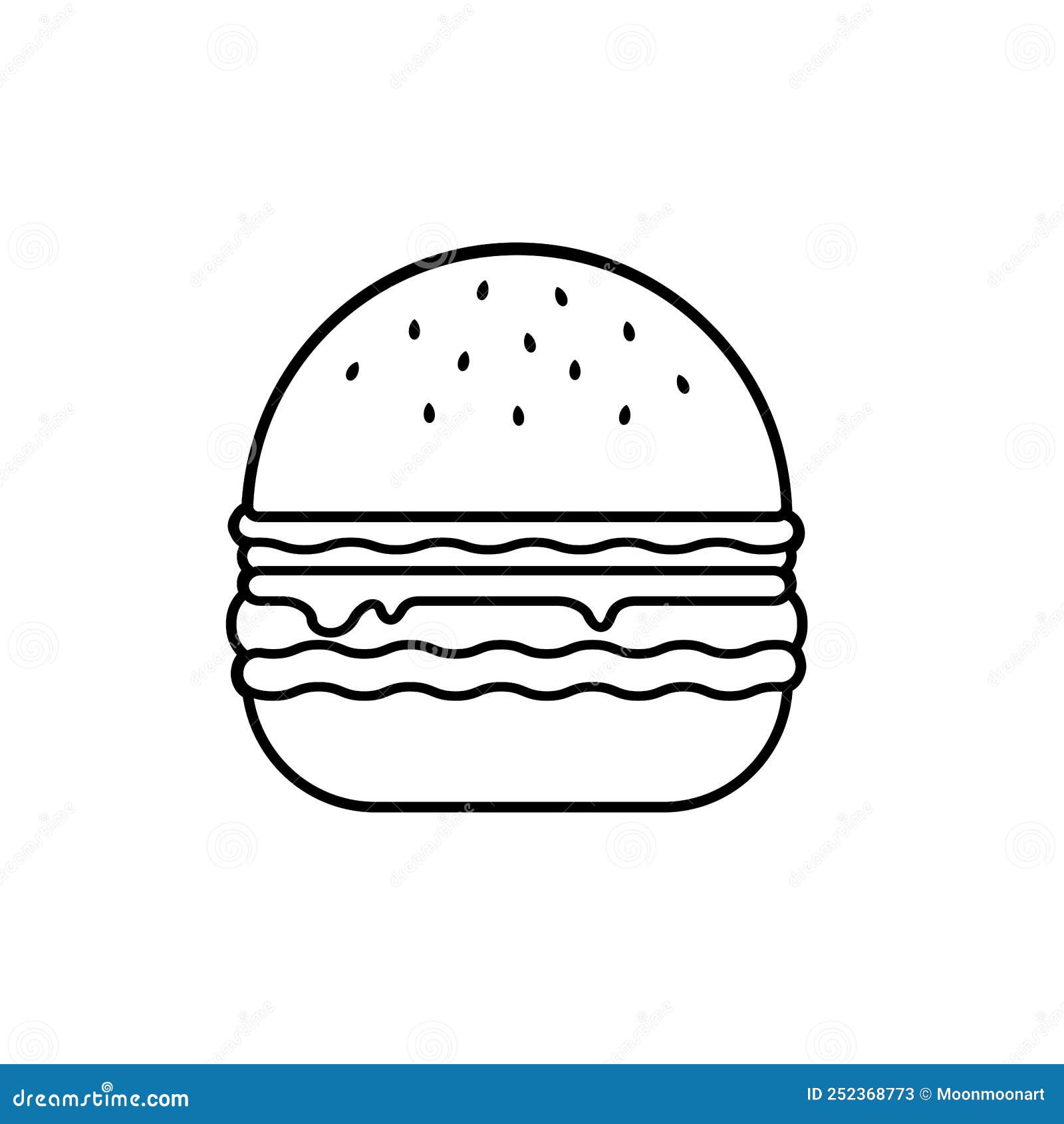 Outline Image of a Burger. Vector Illustration. Stock Vector ...