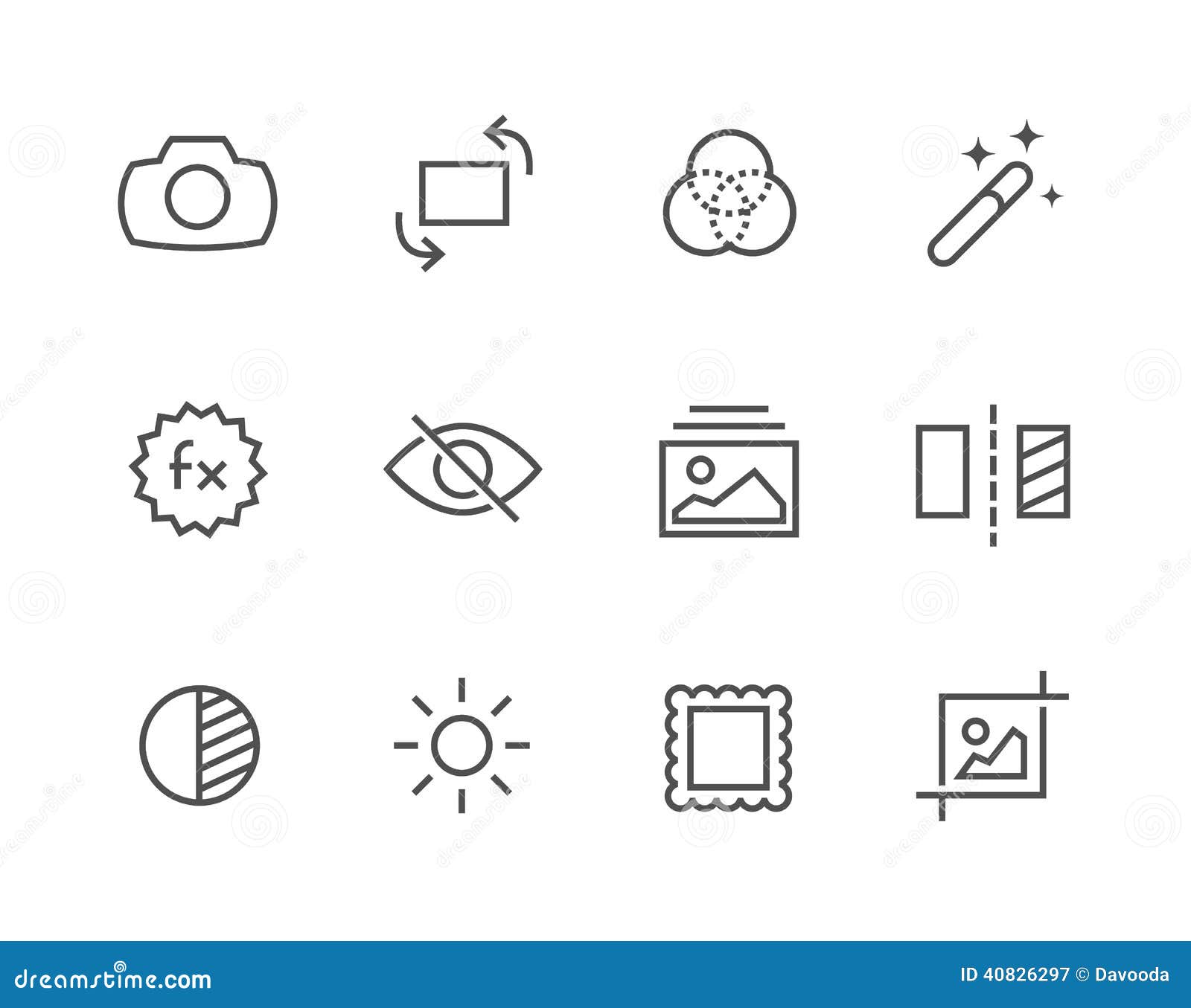 Outline Image Editing Icons Stock Vector - Illustration of effect ...