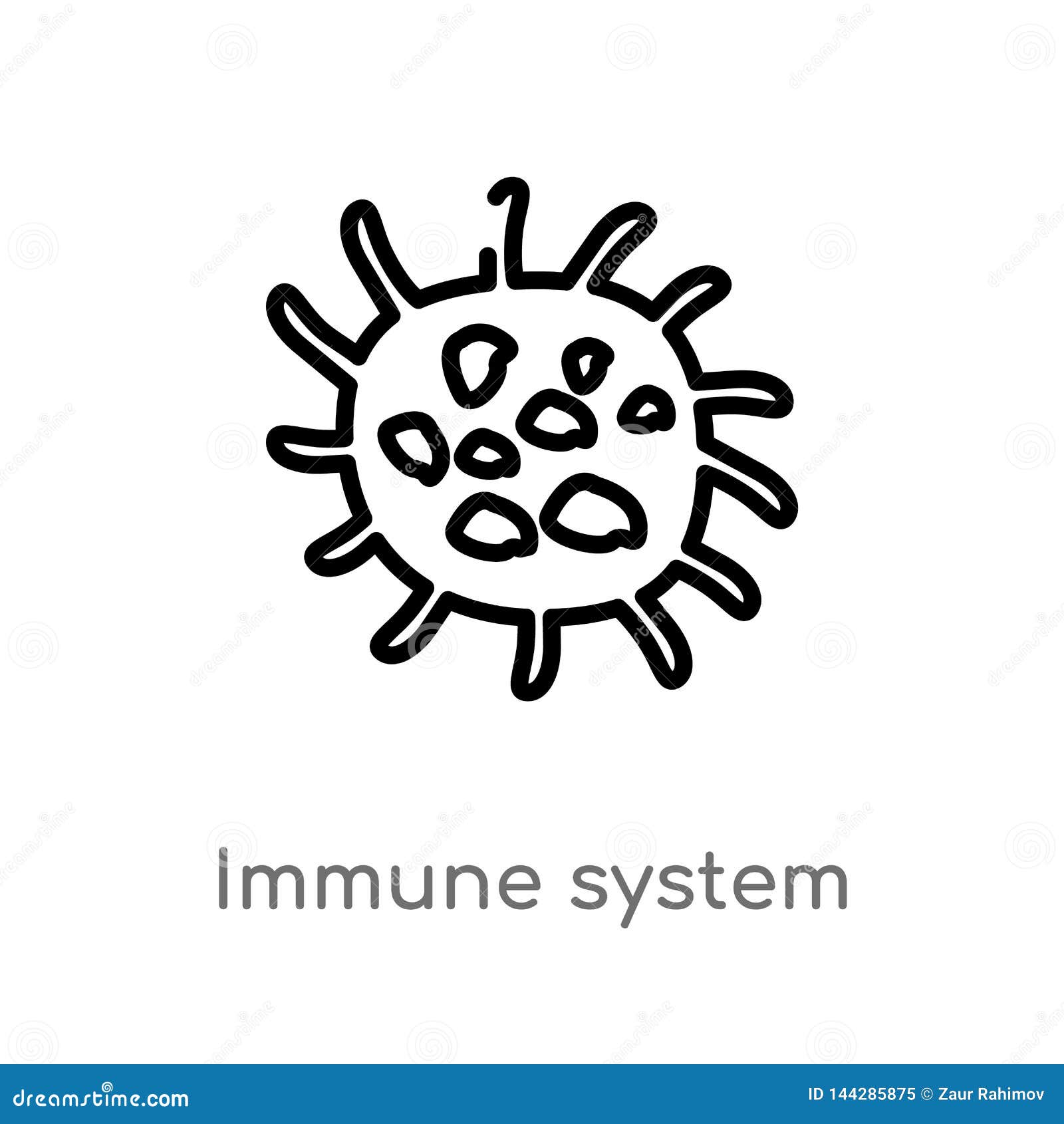 Outline Immune System Vector Icon Isolated Black Simple Line Element