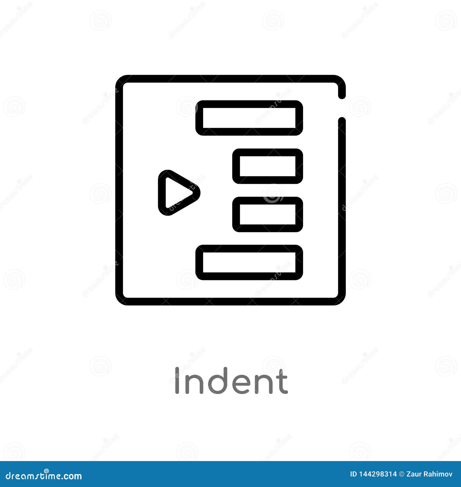 Outline Indent Vector Icon Isolated Black Simple Line Element
