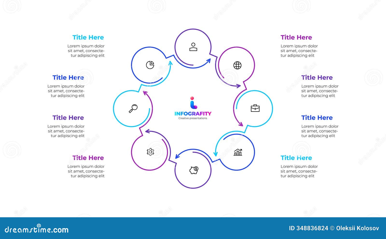 Outline Infographic Circular Diagram For Business Presentations With 8 ... Outline Infographic Circular Diagram For Business Presentations With 8 ...
