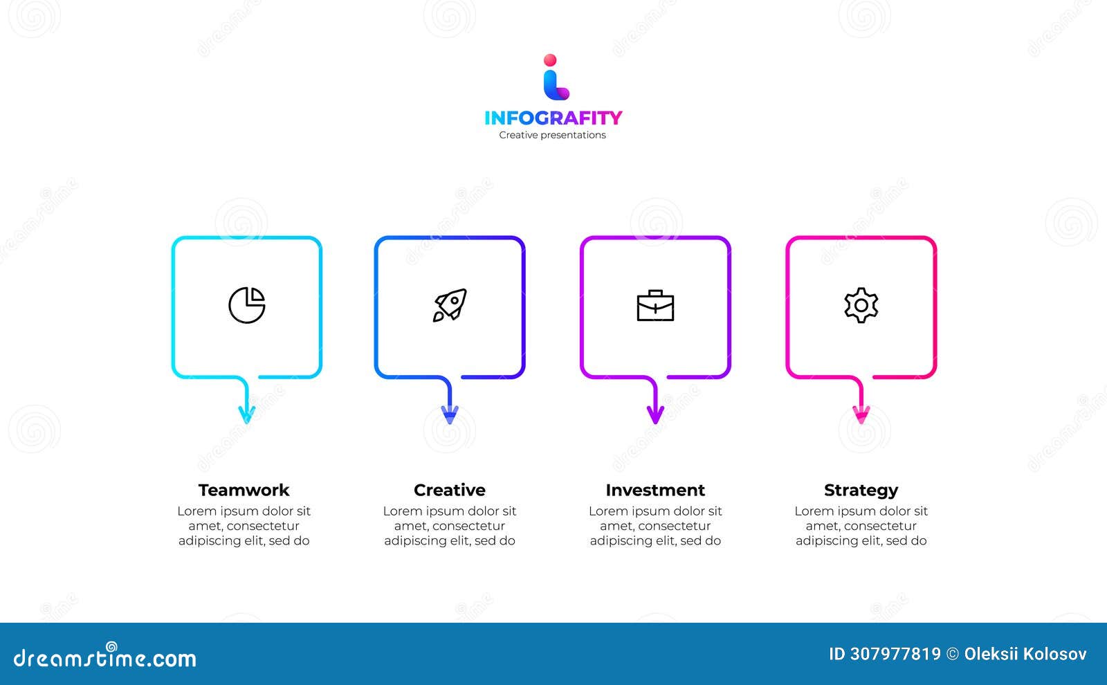 Outline Infographic Design Template. Progress Diagram with 4 Square ... Outline Infographic Design Template. Progress Diagram with 4 Square ...
