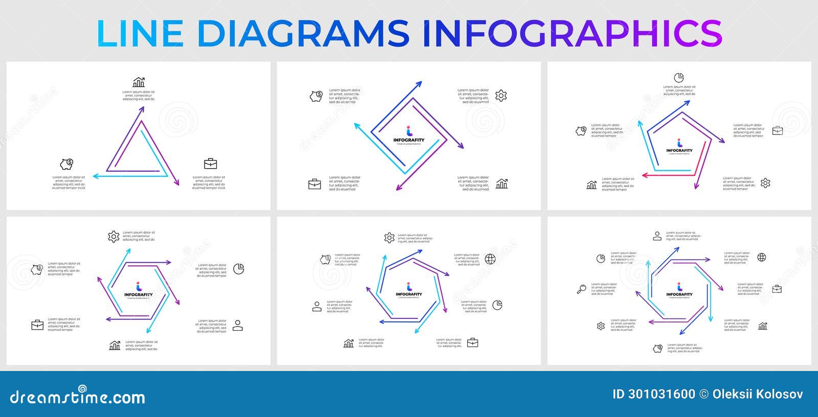 Outline Infographic Diagrams Set with 3, 4, 5, 6, 7 and 8 Options ...