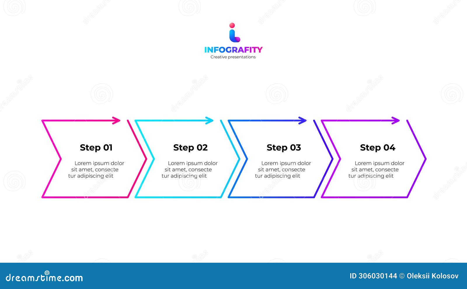 Outline Infographic With 4 Options Or Steps. Template For Business ...