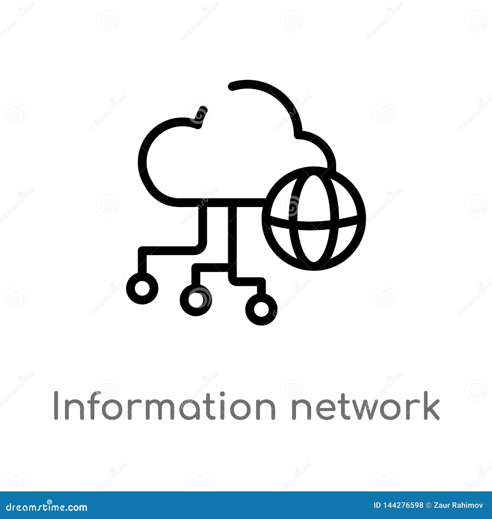 Outline Information Network Vector Icon. Isolated Black Simple Line ...