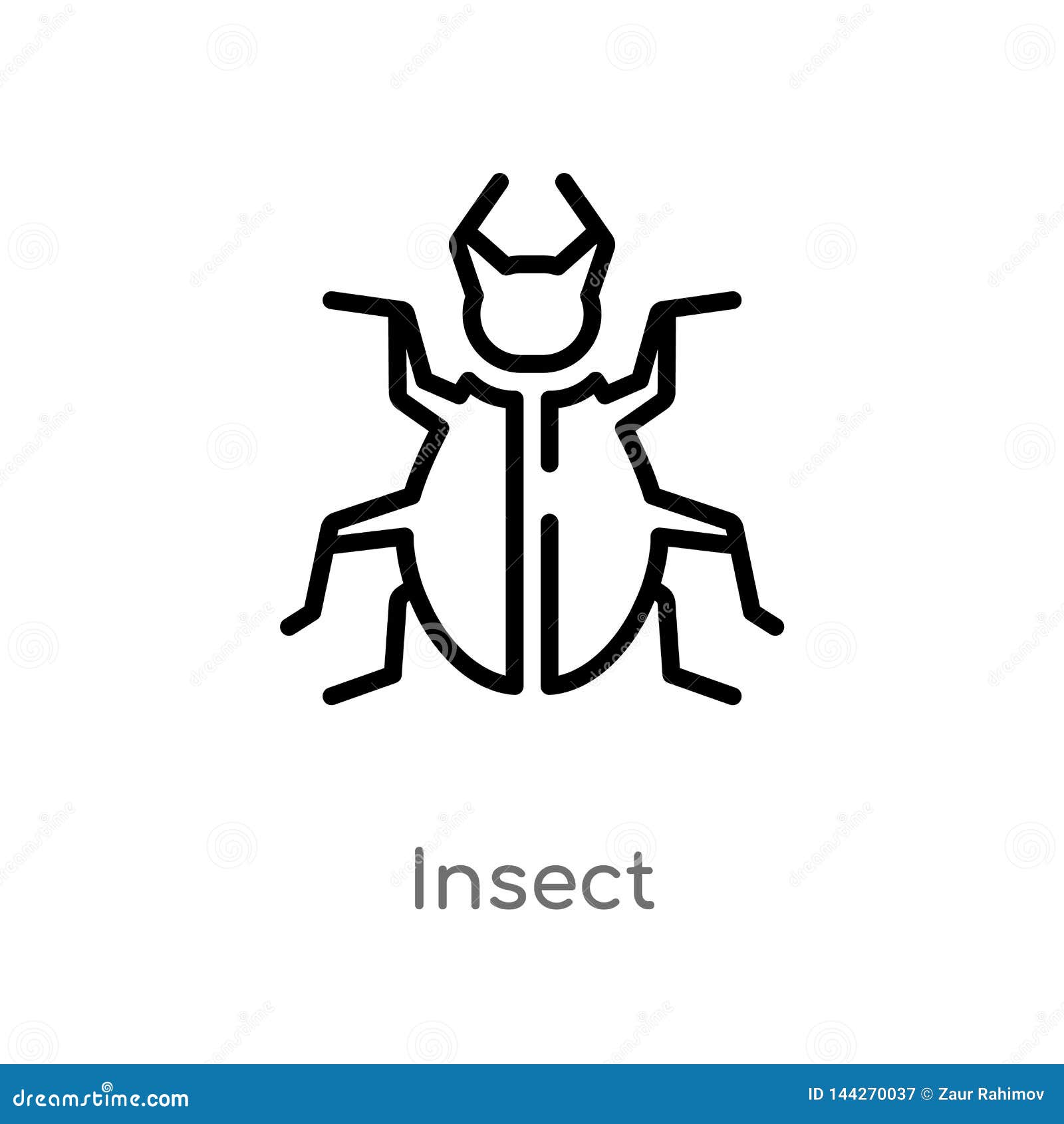 Outline Insect Vector Icon. Isolated Black Simple Line Element ...