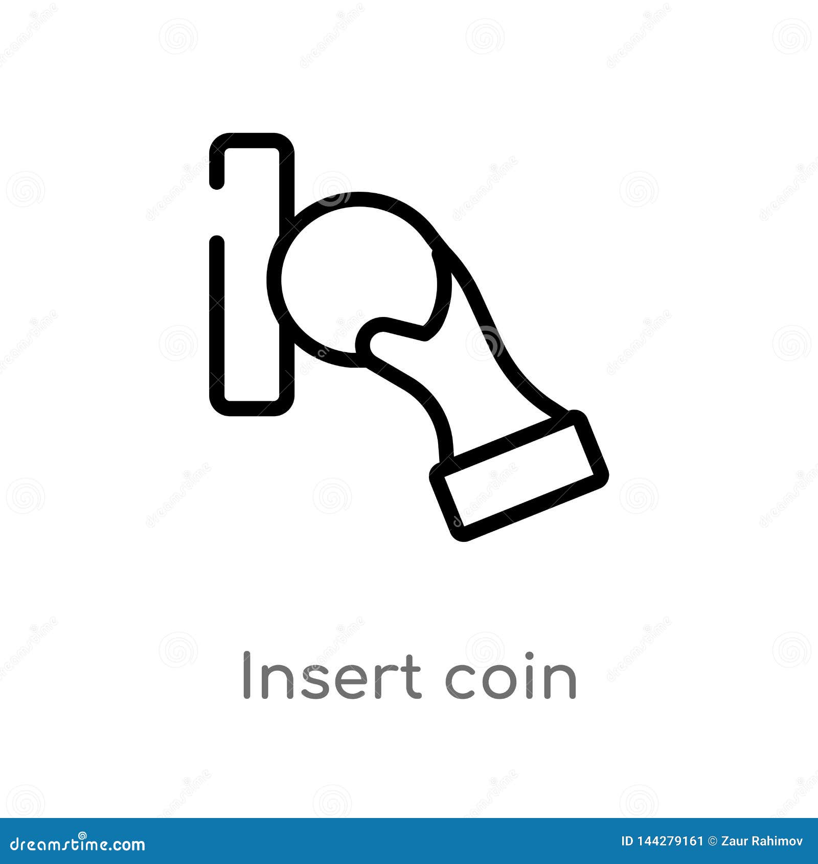 Outline Insert Coin Vector Icon. Isolated Black Simple Line Element ...