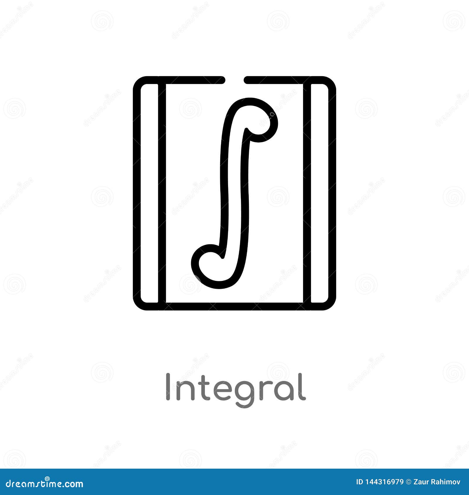 Outline Integral Vector Icon. Isolated Black Simple Line Element ...