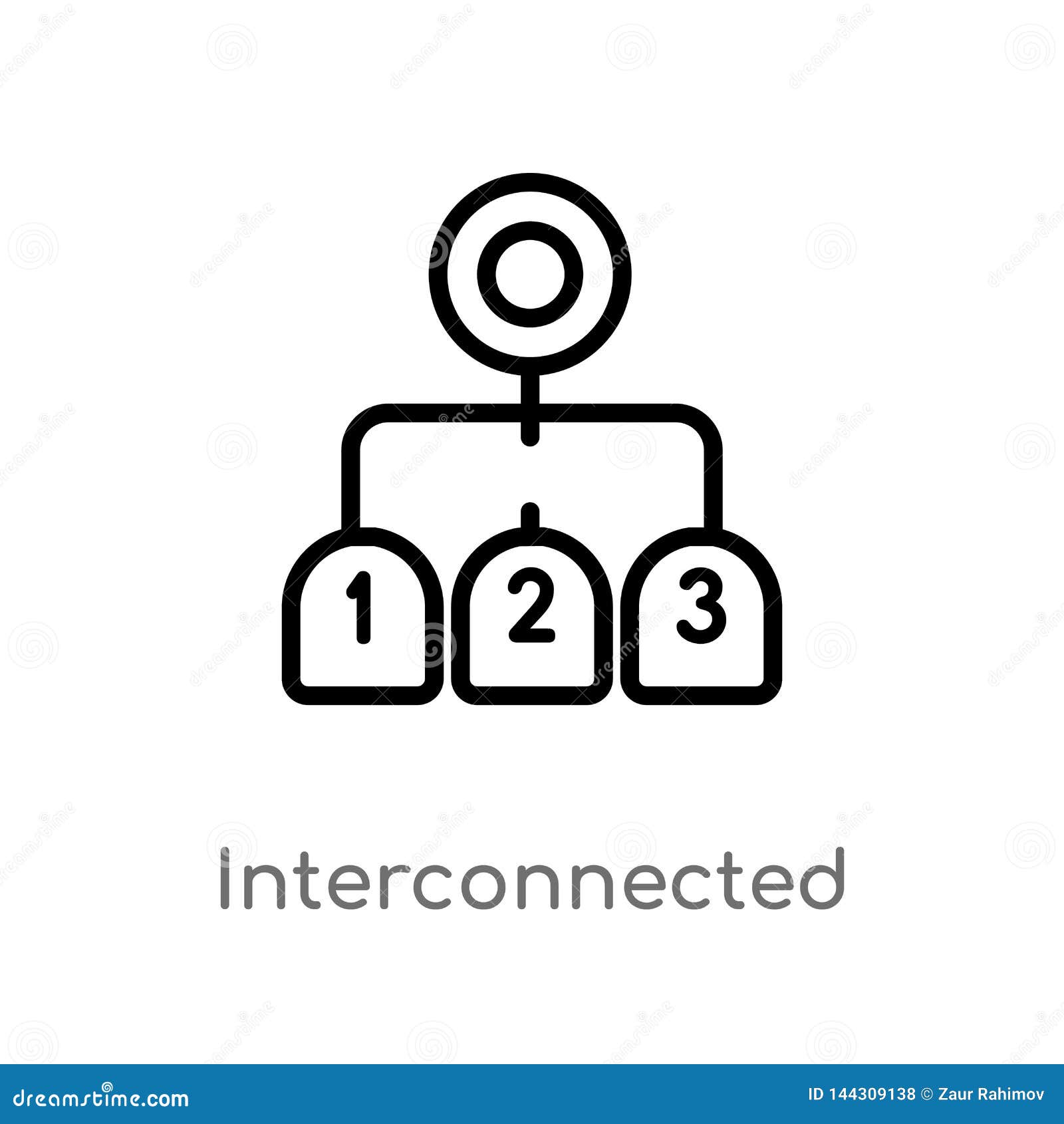 Outline Interconnected Vector Icon. Isolated Black Simple Line Element ...