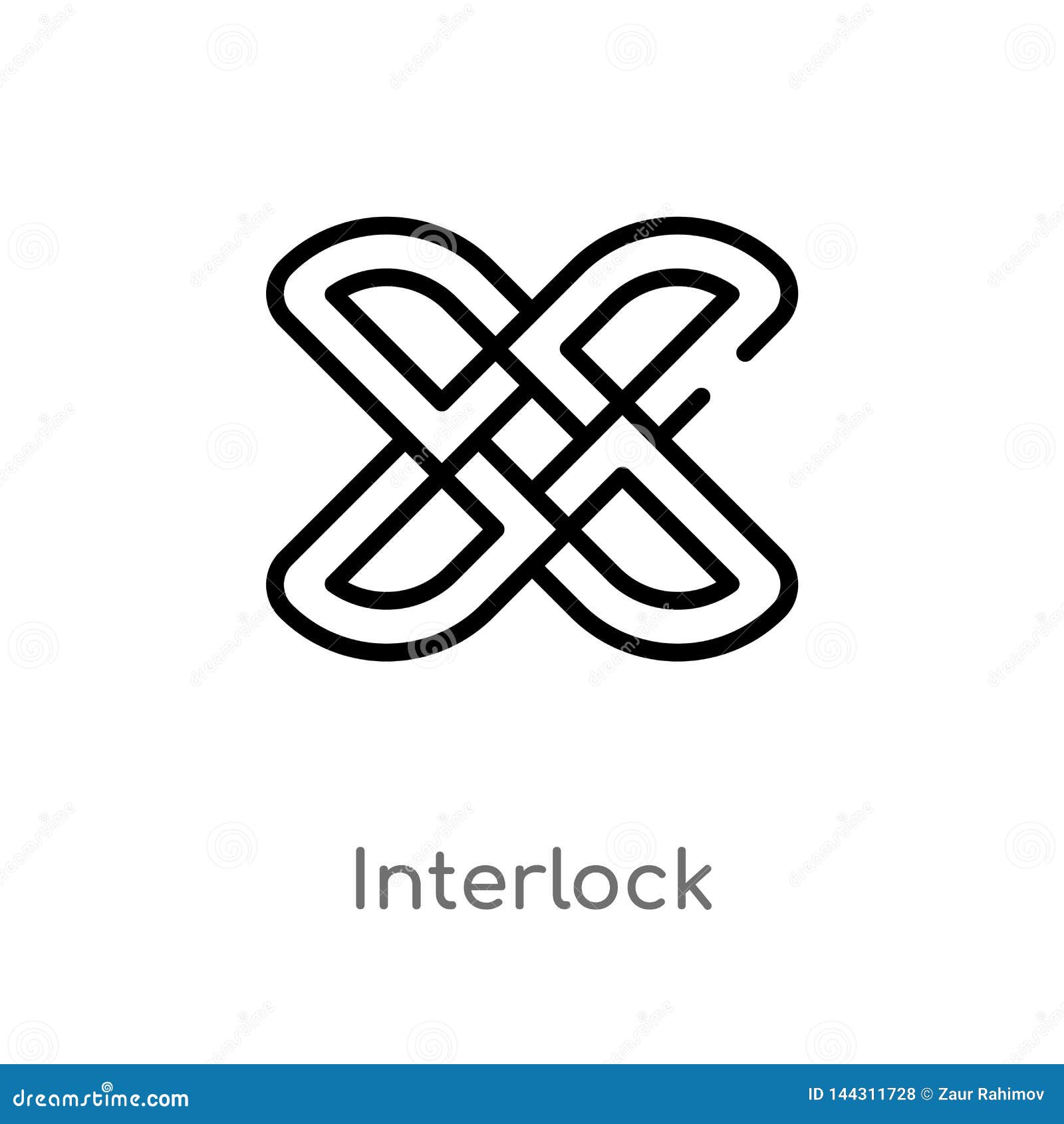 Outline Interlock Vector Icon. Isolated Black Simple Line Element ...