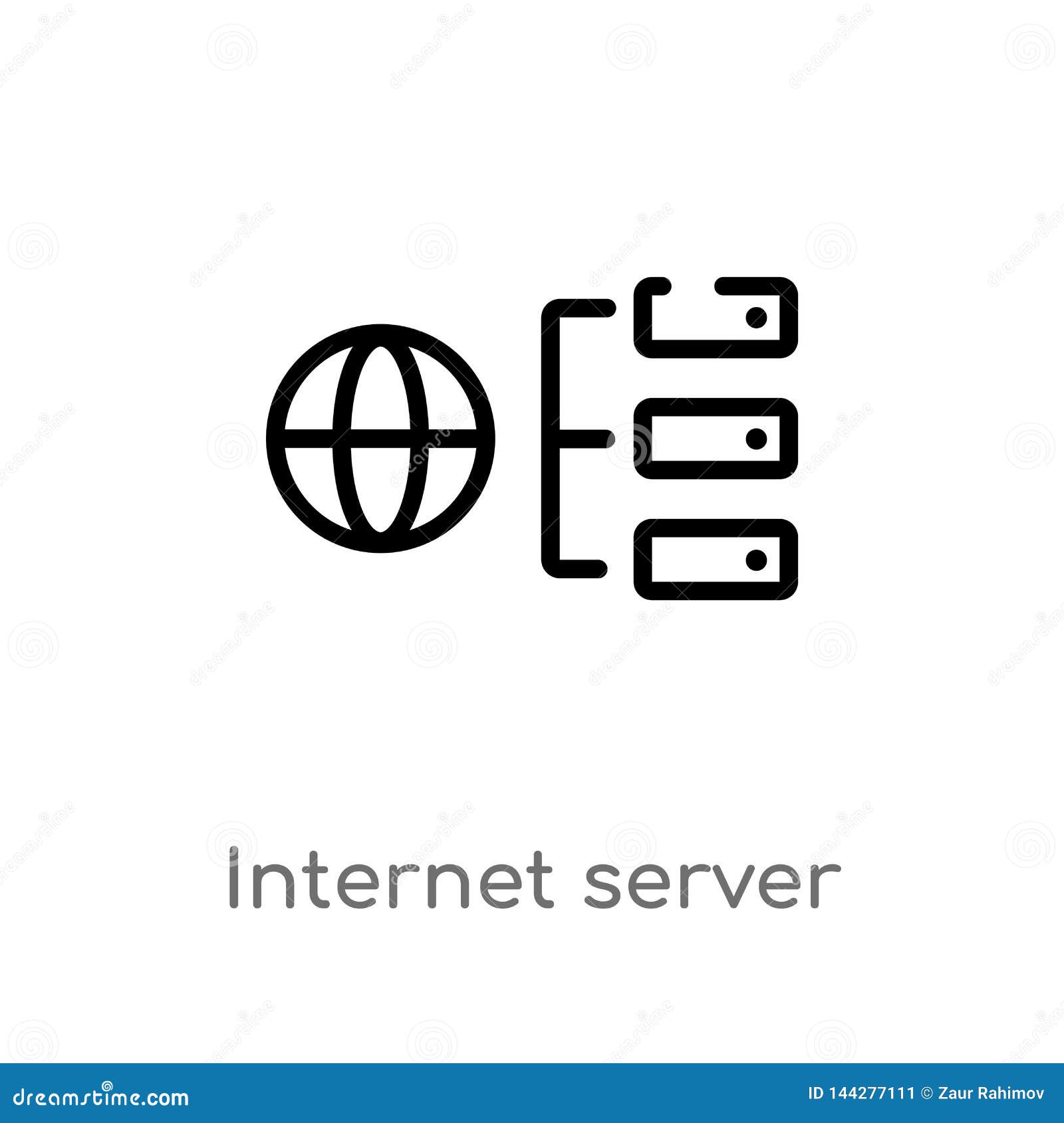 Outline Internet Server Vector Icon. Isolated Black Simple Line Element ...