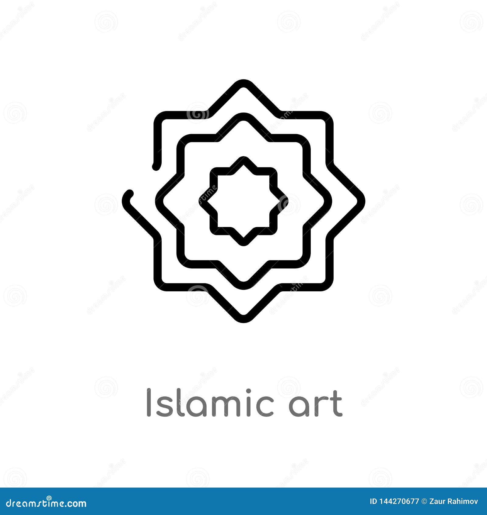 Outline Islamic Art Vector Icon Isolated Black Simple Line Element