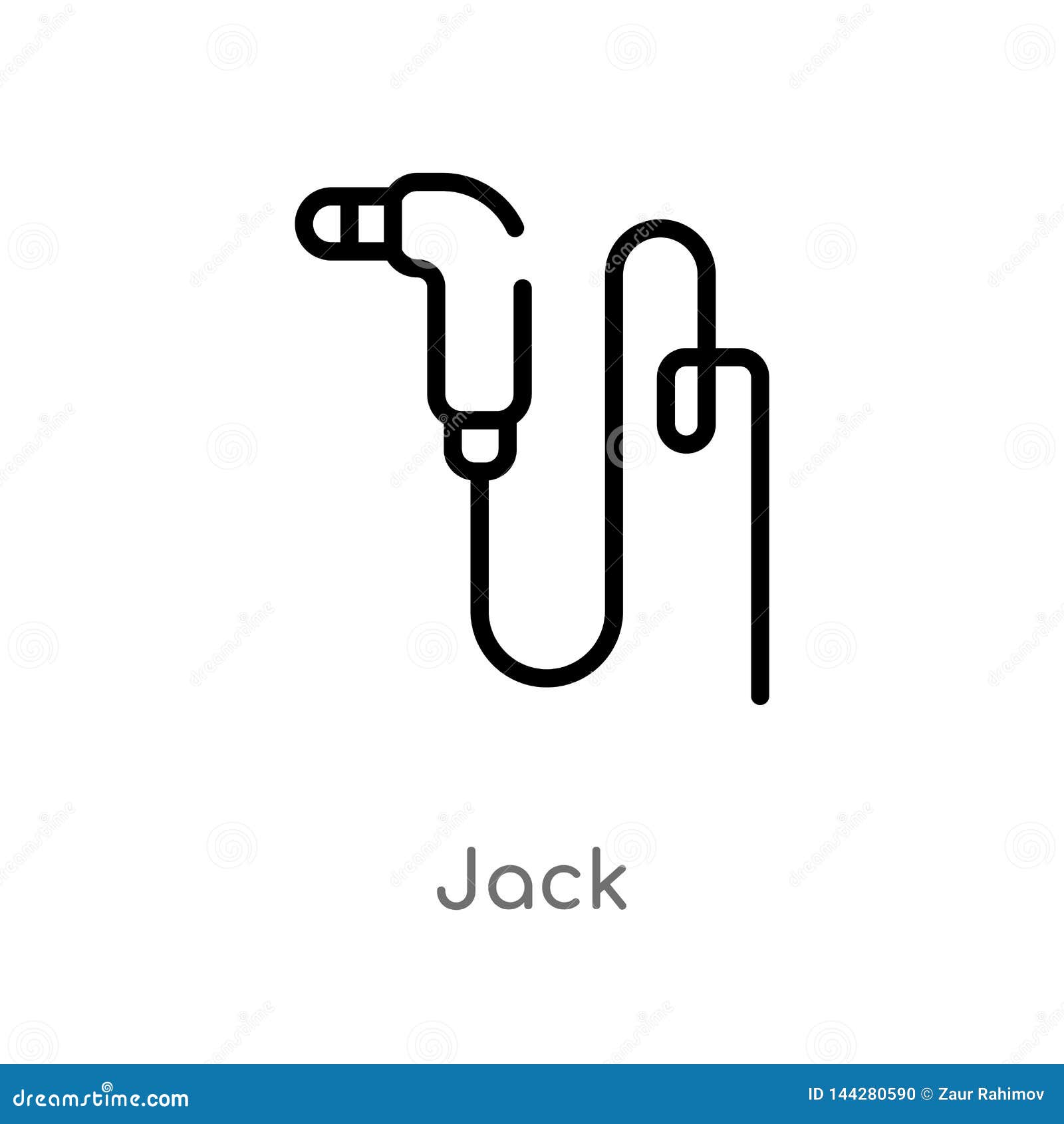 Outline Jack Vector Icon. Isolated Black Simple Line Element ...