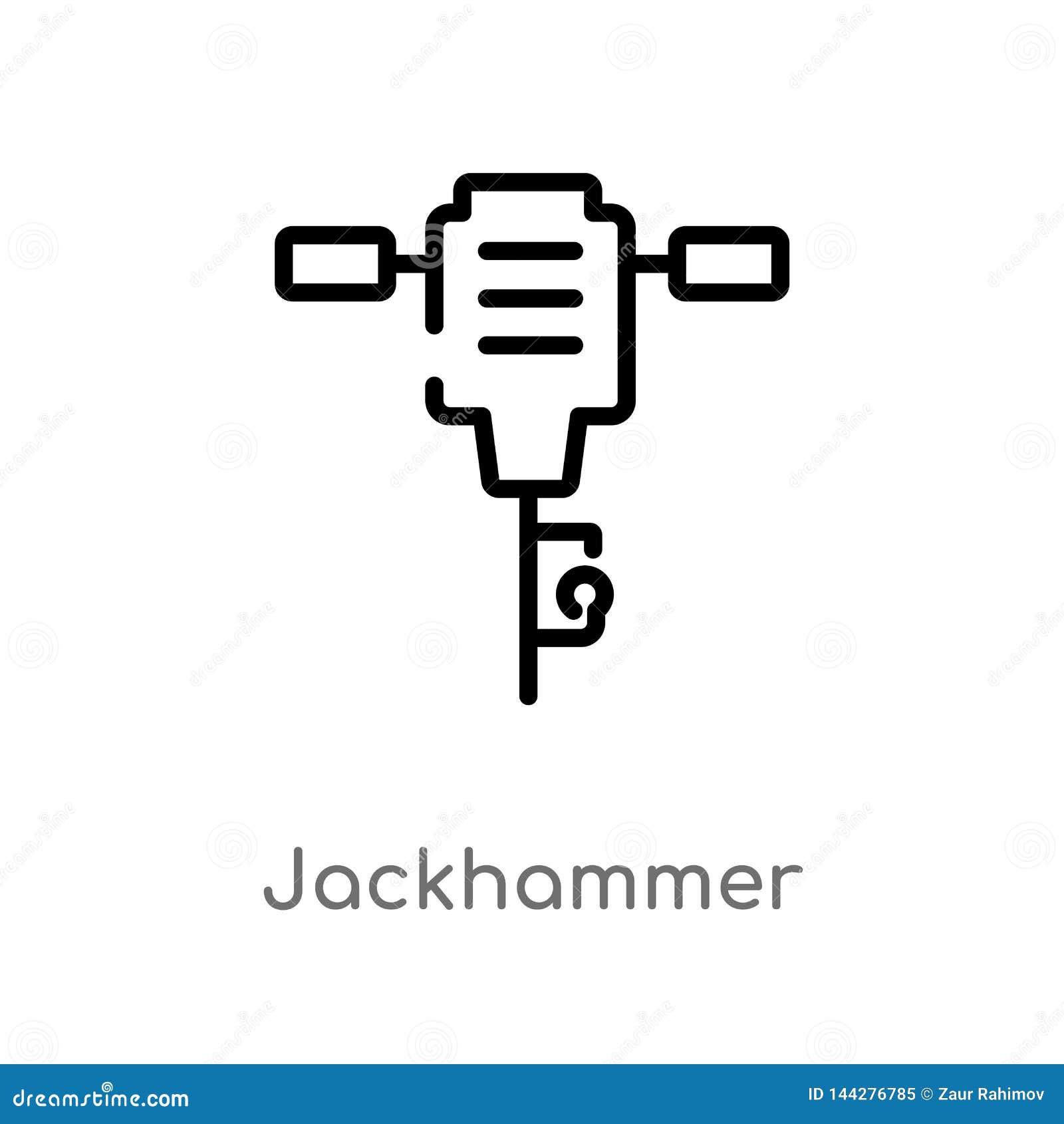 Outline Jackhammer Vector Icon. Isolated Black Simple Line Element Illustration from ...