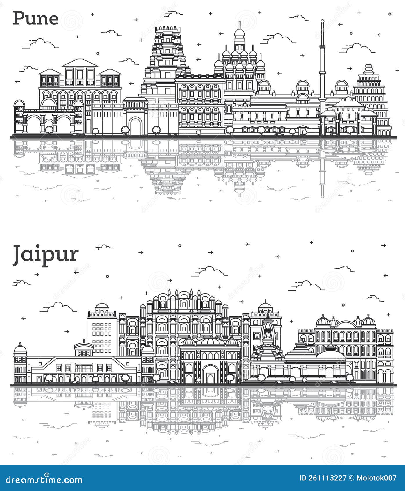 Outline Jaipur India City Skyline With Colored Historic Buildings ... Outline Jaipur India City Skyline With Colored Historic Buildings ...
