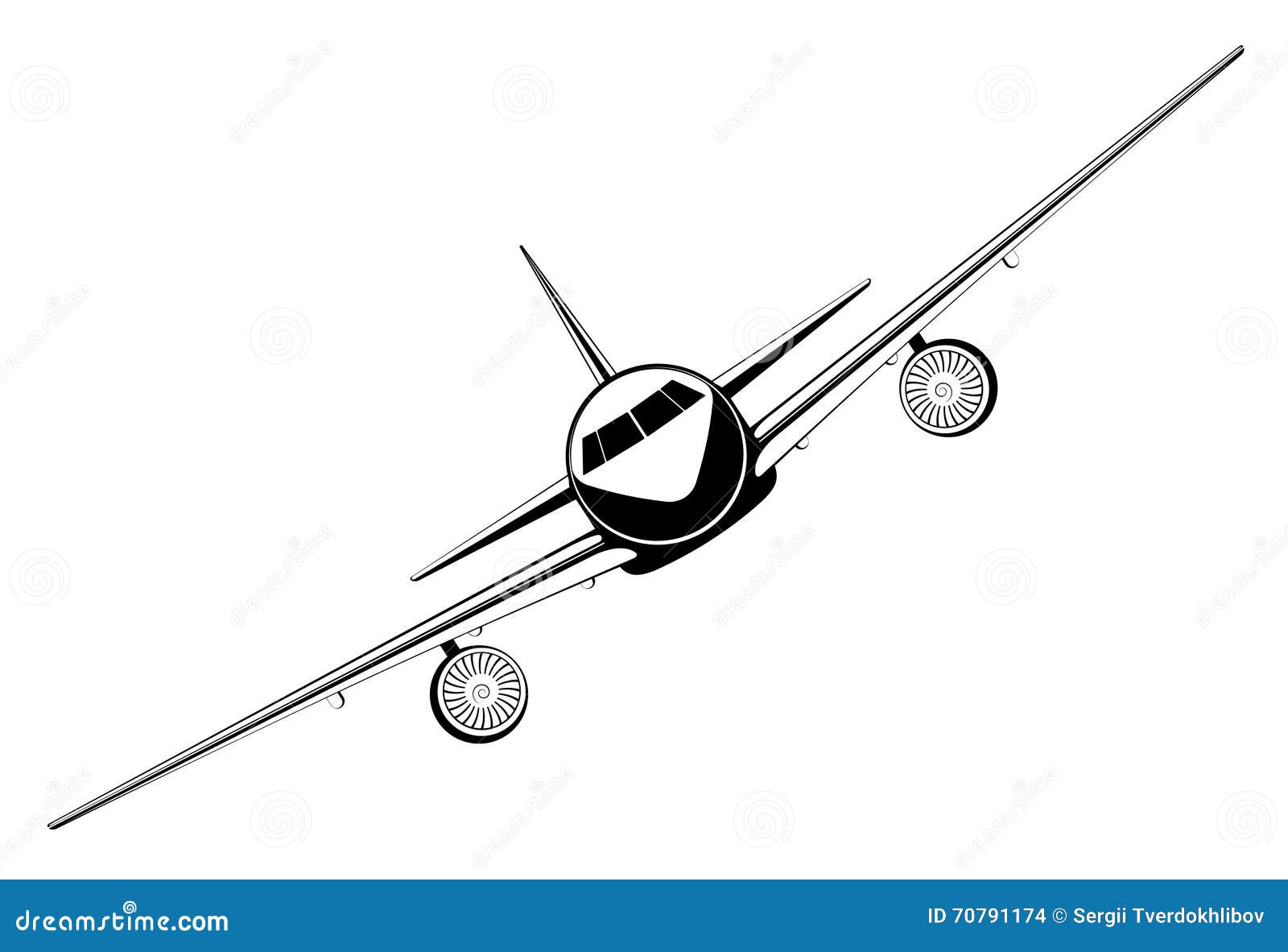 Outline Jet Passenger Aircraft Stock Vector - Illustration of engine ...