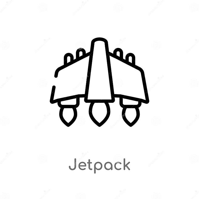 Outline Jetpack Vector Icon. Isolated Black Simple Line Element ...